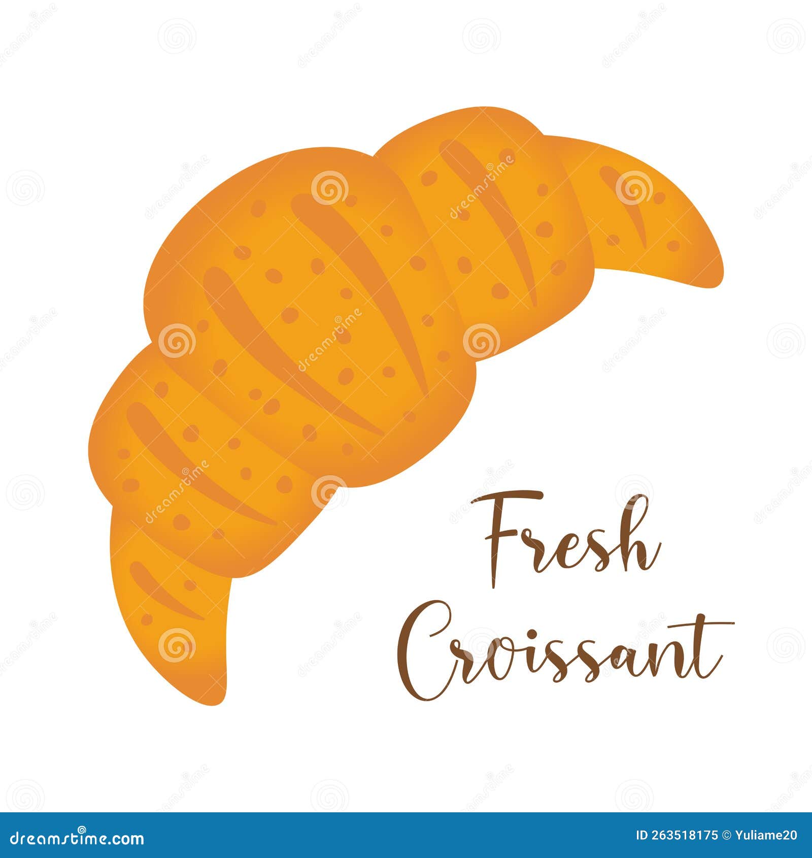 Fresh Croissant. French Pastry Cartoon Illustration. Bakery, Breakfast ...