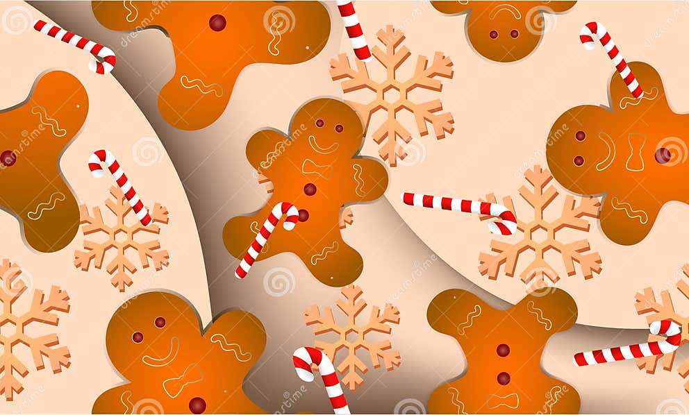 Seamless Pattern with Gingerbread Man , Candy Cane and Snowflakes ...