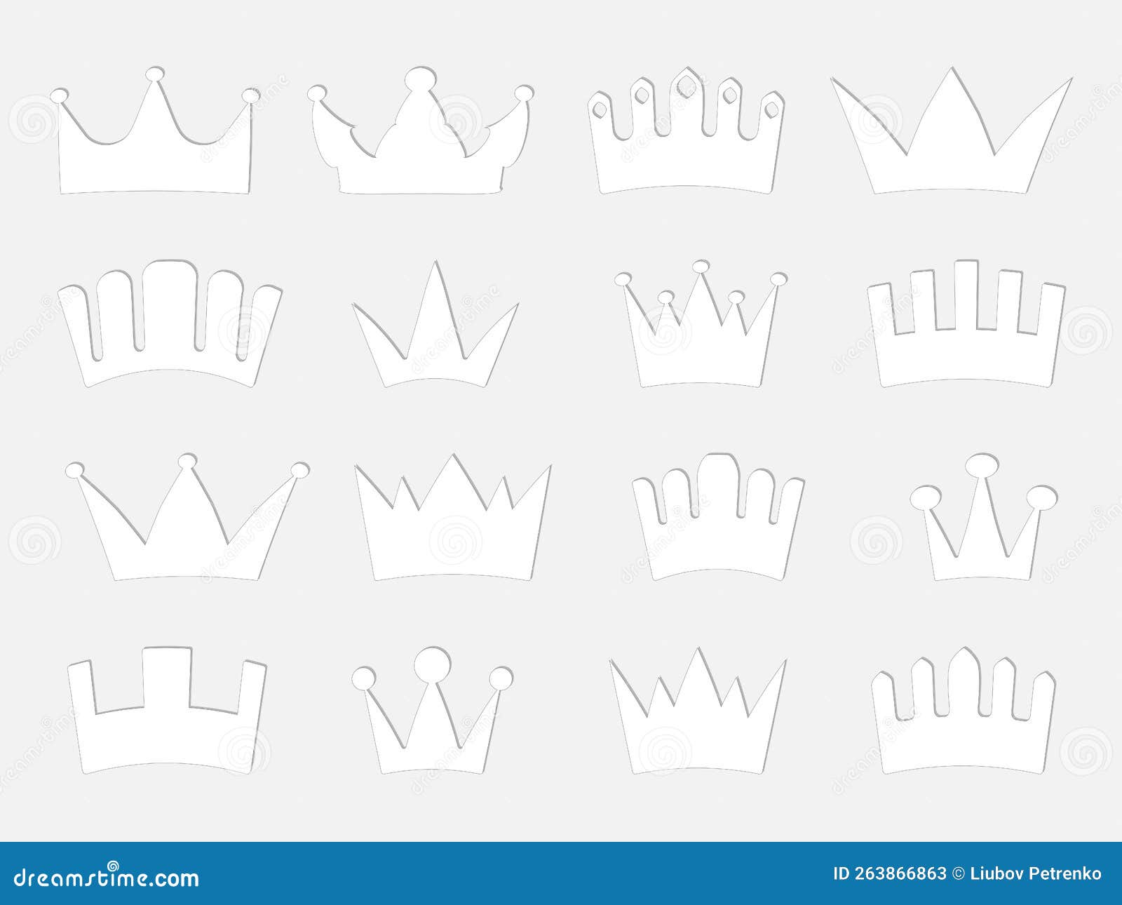 Set of White Crowns stock vector. Illustration of prince - 263866863