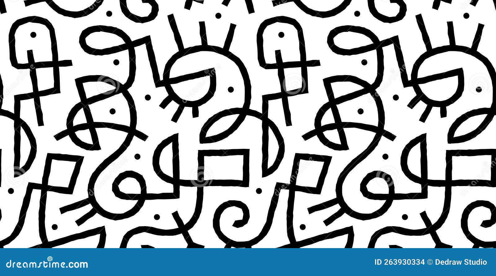 Endless Line Doodle Seamless Pattern Illustration Stock Vector ...