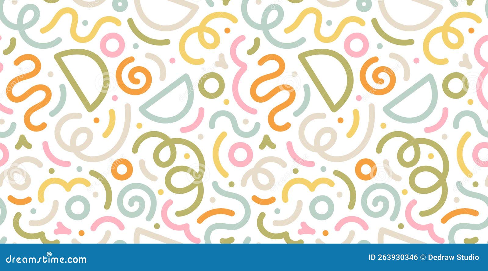 Fun Colorful Line Doodle Seamless Pattern Stock Vector - Illustration ...