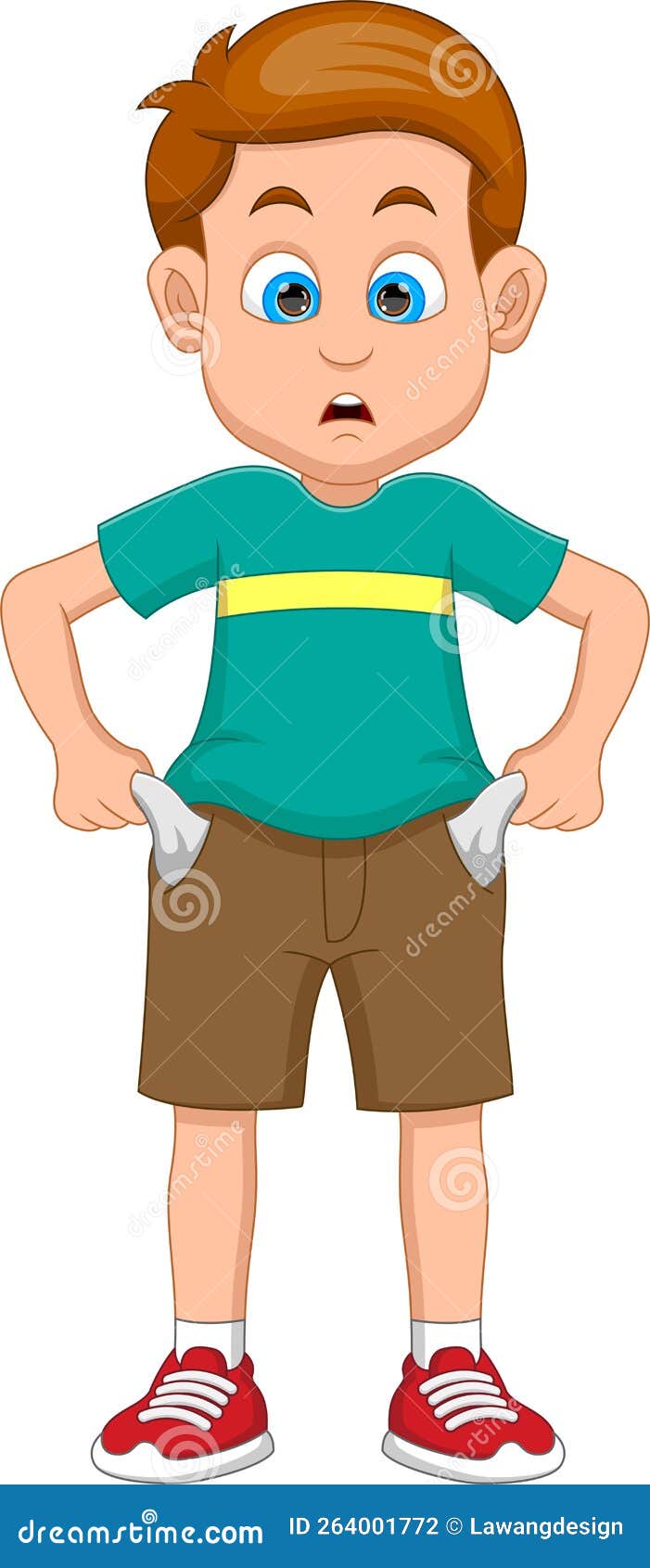 Sad boy no money cartoon stock vector. Illustration of cute - 264001772