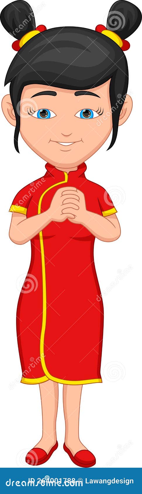 Happy Chinese girl cartoon stock vector. Illustration of culture ...