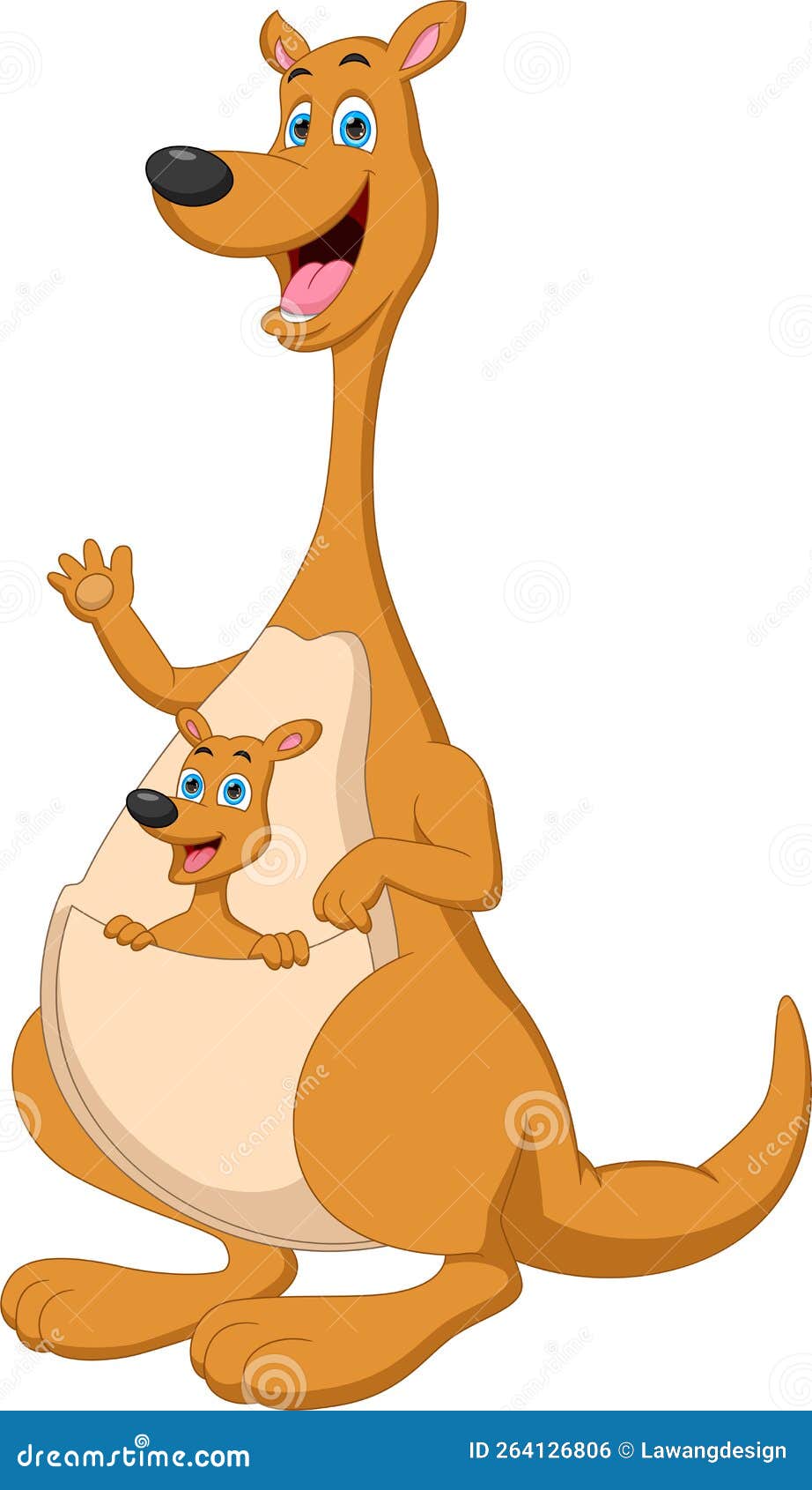 Kangaroo Mother And Baby In Her Pouch Vector Illustration ...