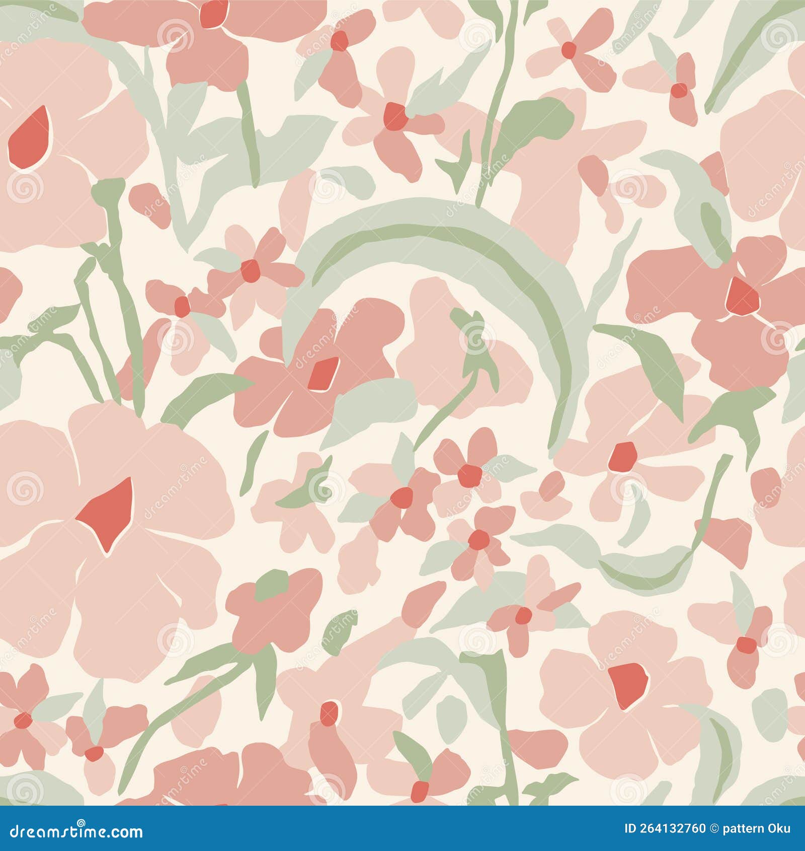 Vector Scandinavian Flower Illustration Seamless Repeat Pattern Stock ...