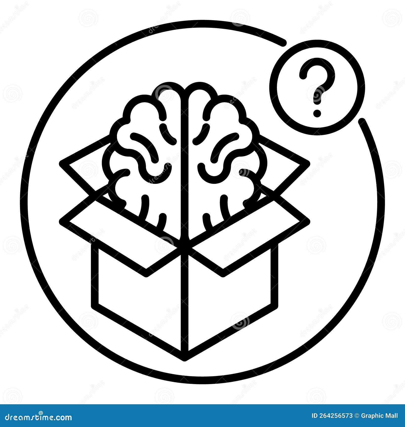 Outline Icon for Brain Box Think. Stock Vector - Illustration of ...