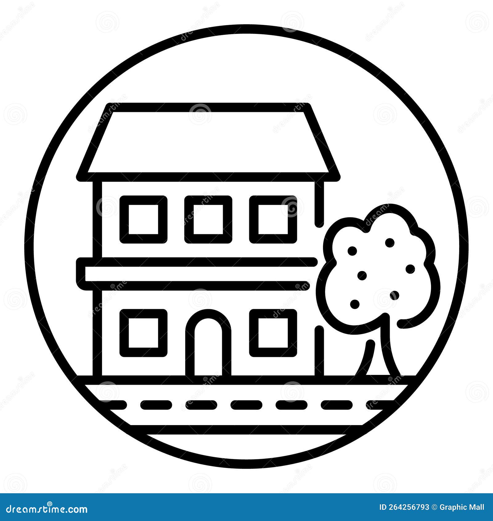 Outline Icon for Village Home. Stock Illustration - Illustration of ...
