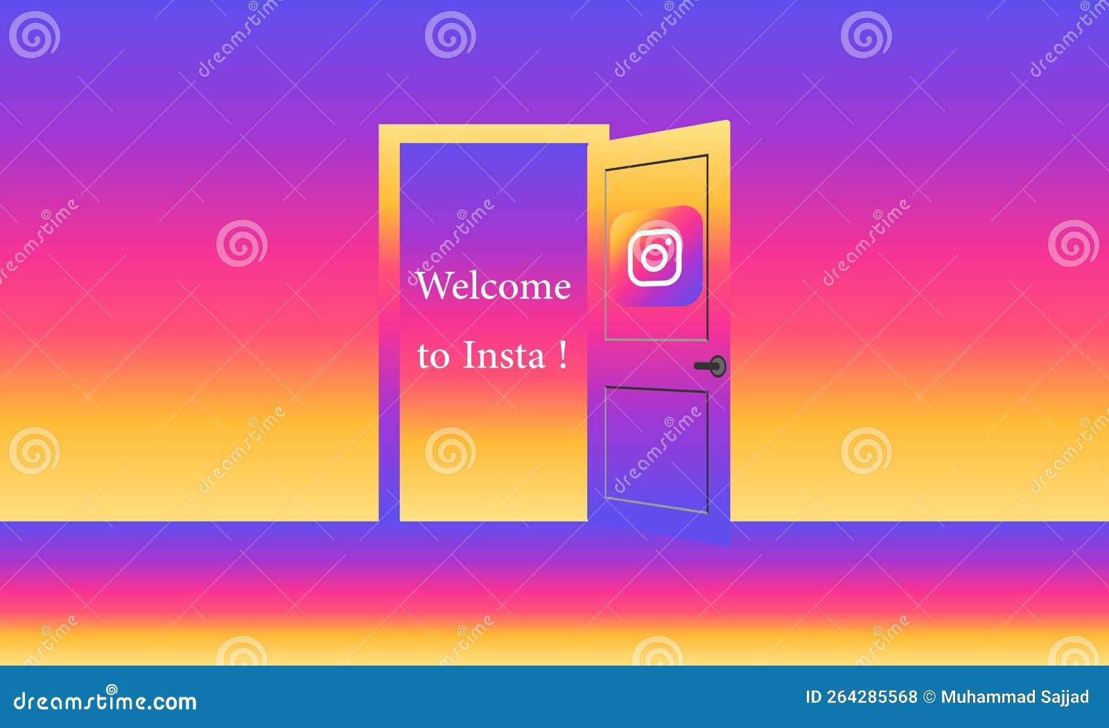 Instagram Social Media Open Door Vector Welcome Insta Post Editorial ...