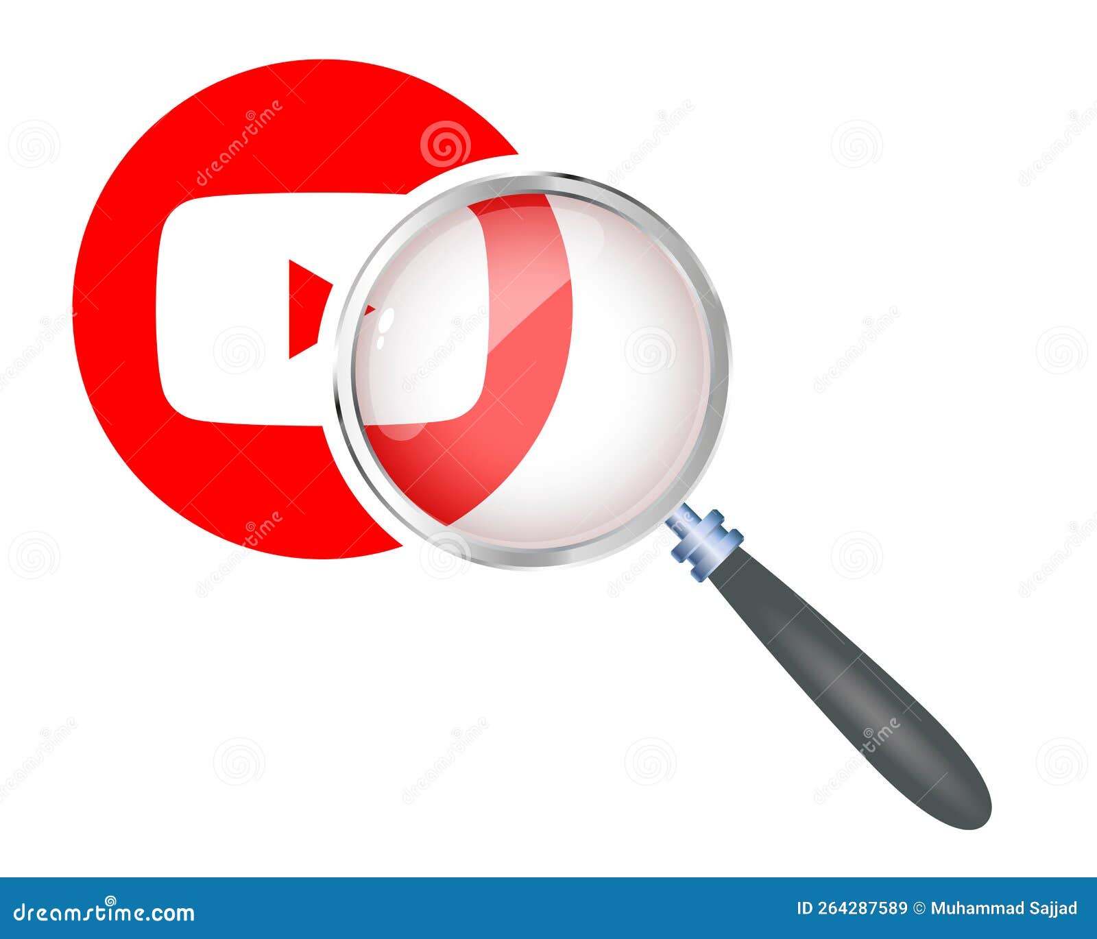 YouTube Social Media Icon with Magnifying Glass Vector Editorial Stock ...