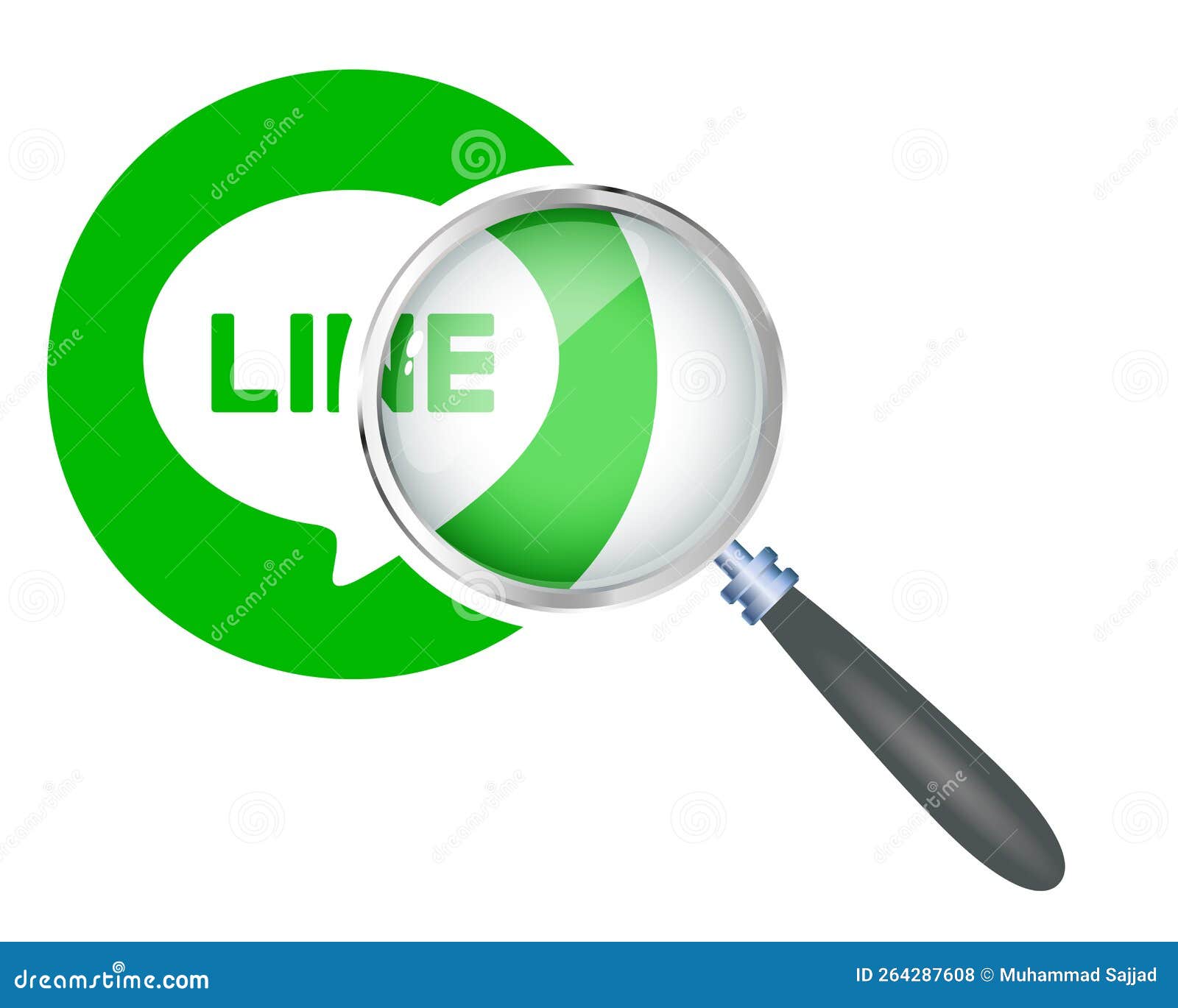 Line Social Media Icon with Magnifying Glass Vector Editorial Stock ...