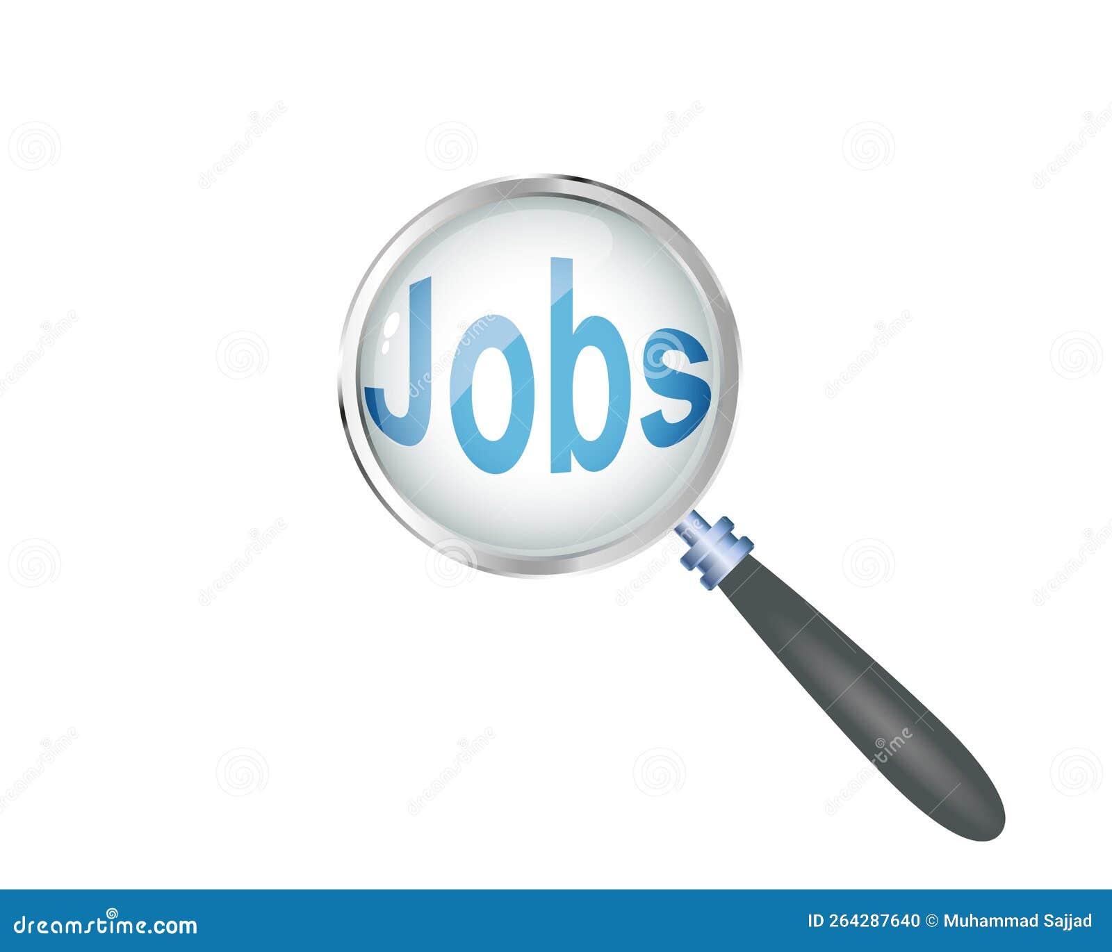 Jobs Text Focused with Magnifying Glass Vector Stock Illustration ...