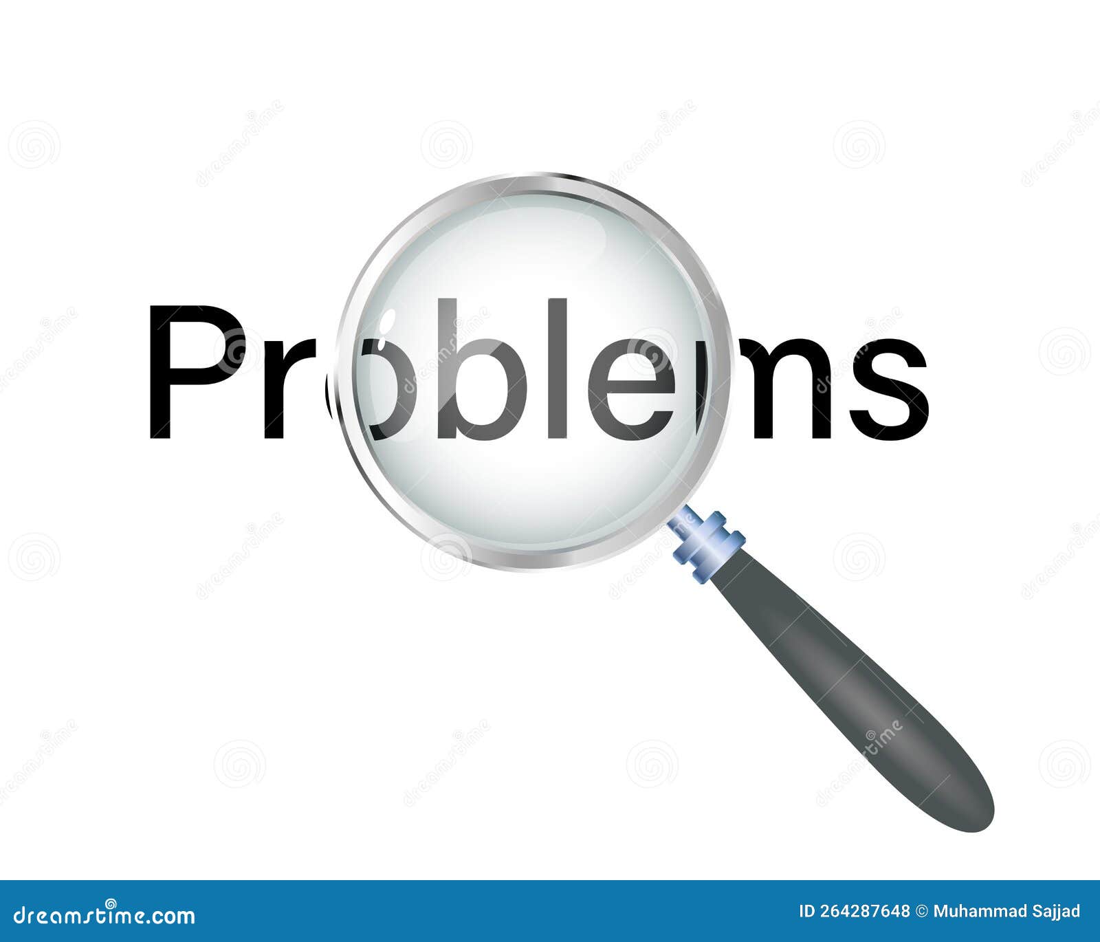 Problems Text Focused with Magnifying Glass Vector Stock Illustration ...