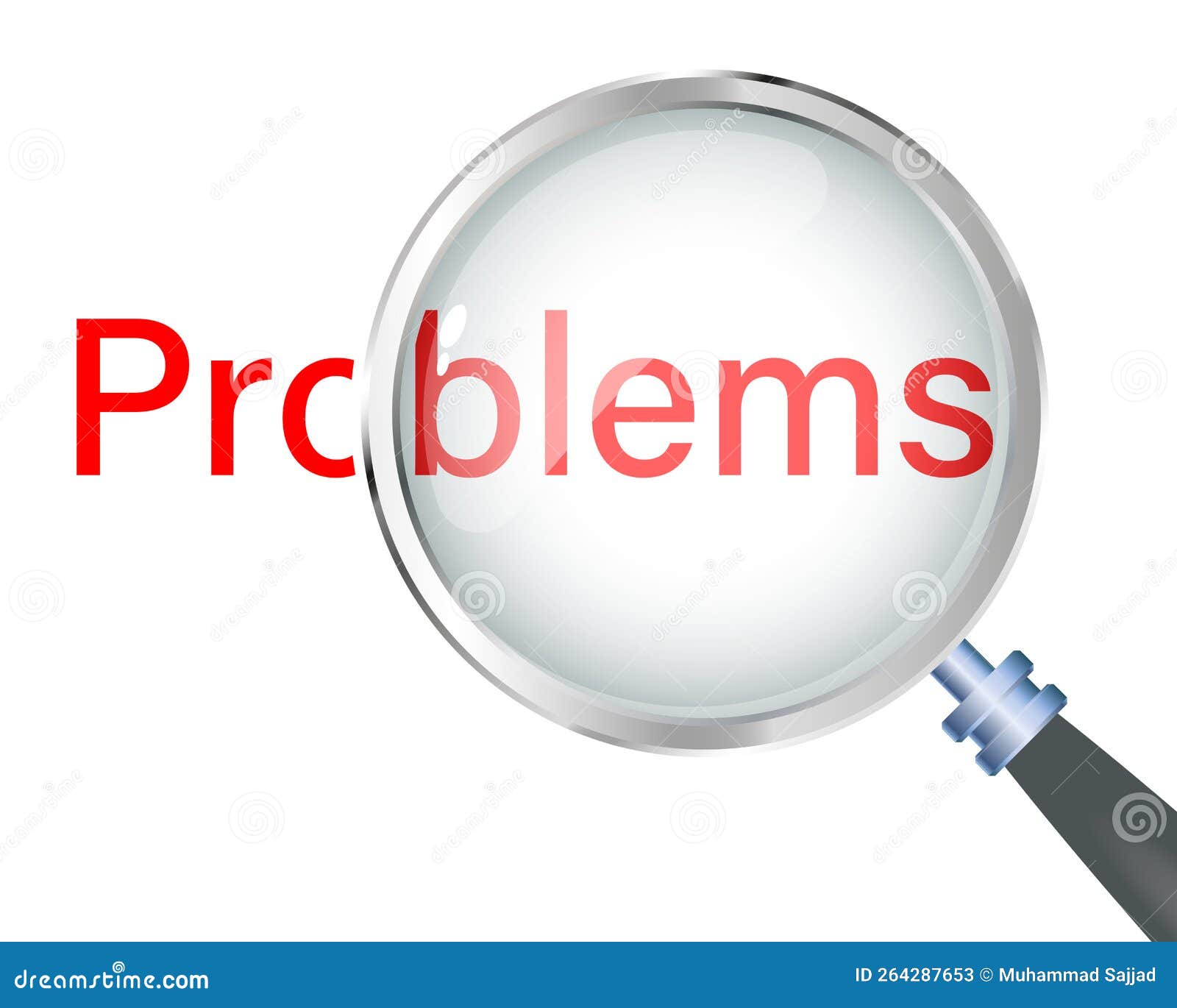 Problems Text Focused with Magnifying Glass Vector Stock Illustration ...