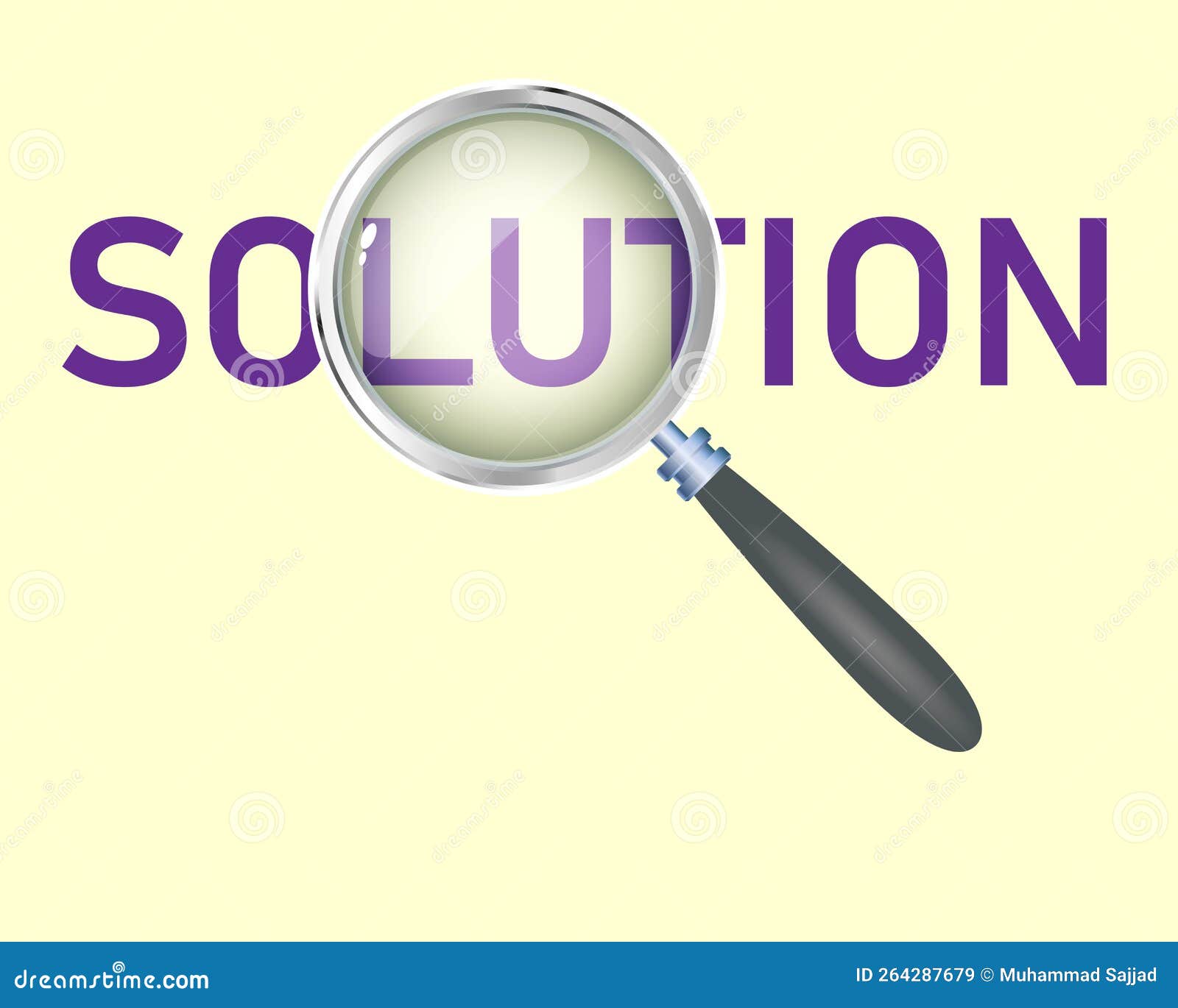 Solution Text Focused with Magnifying Glass Vector Stock Illustration ...