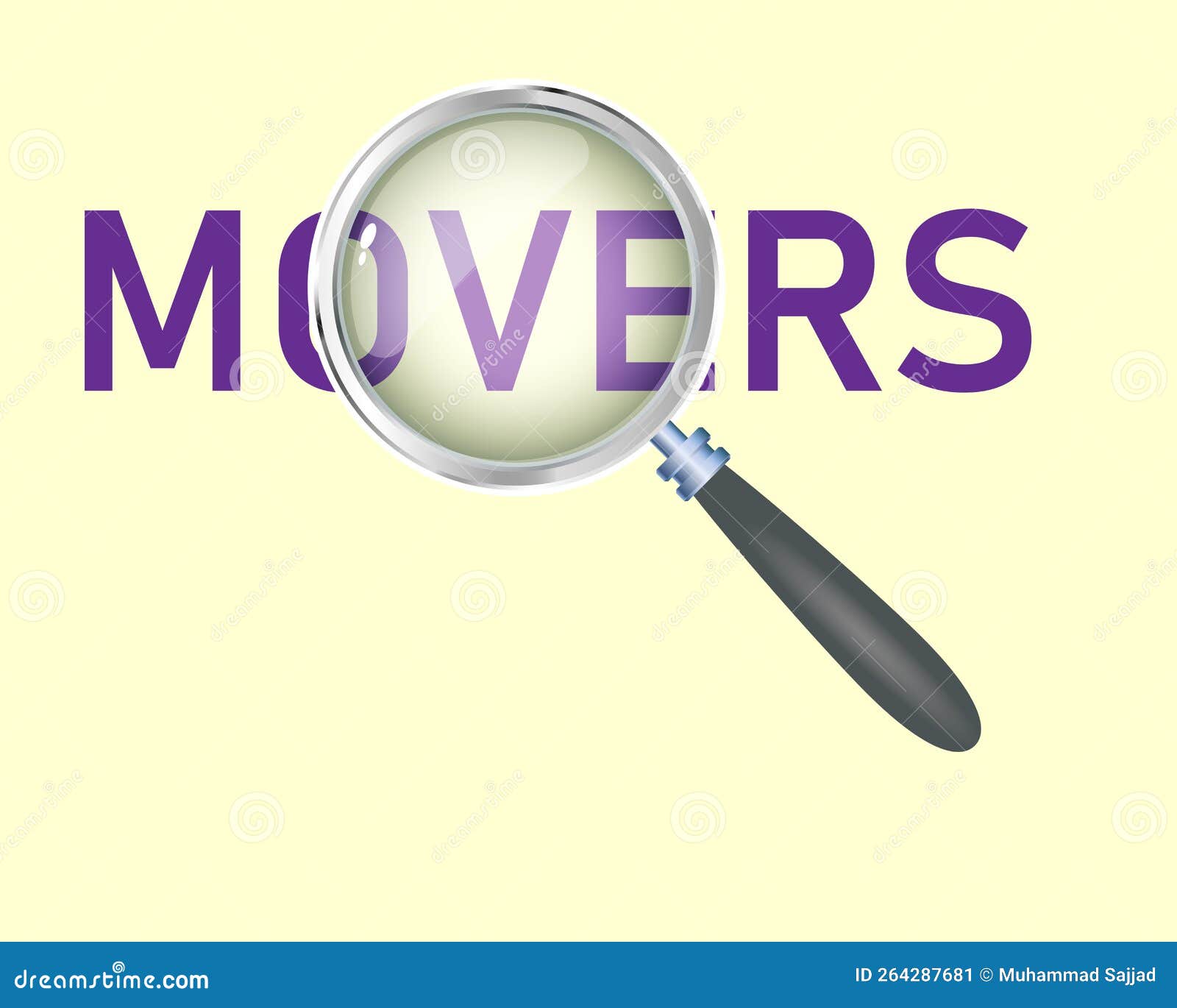 Movers Text Focused with Magnifying Glass Vector Stock Illustration ...