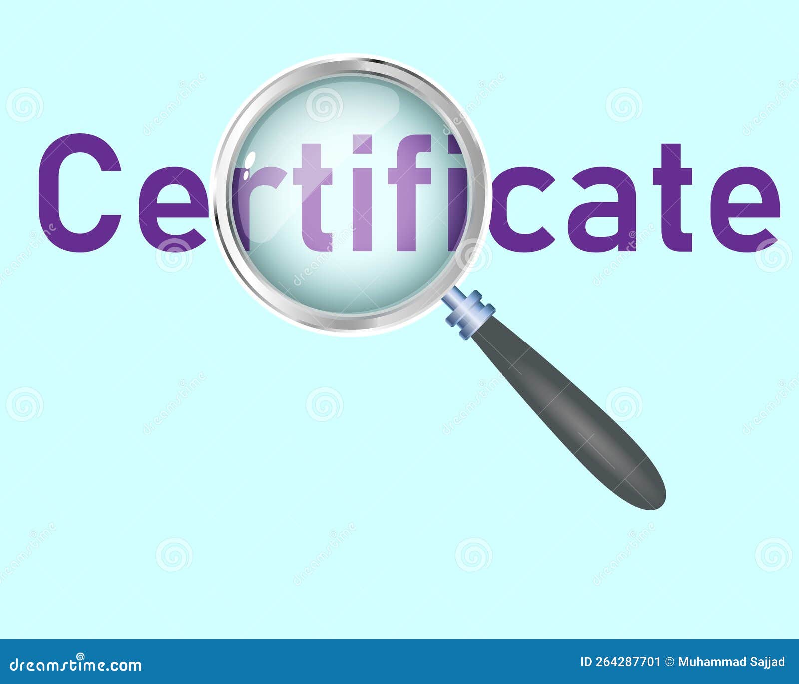 Certificate Text Focused with Magnifying Glass Vector Stock ...