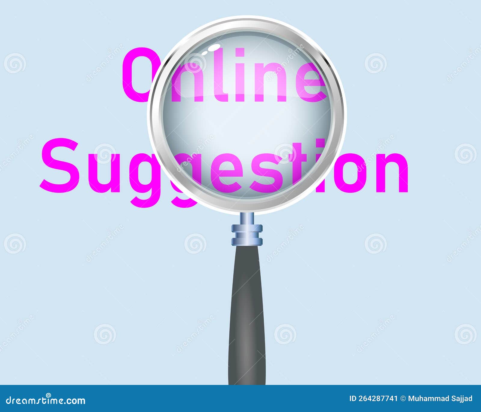 Online Suggestions Text Focused with Magnifying Glass Vector Stock ...