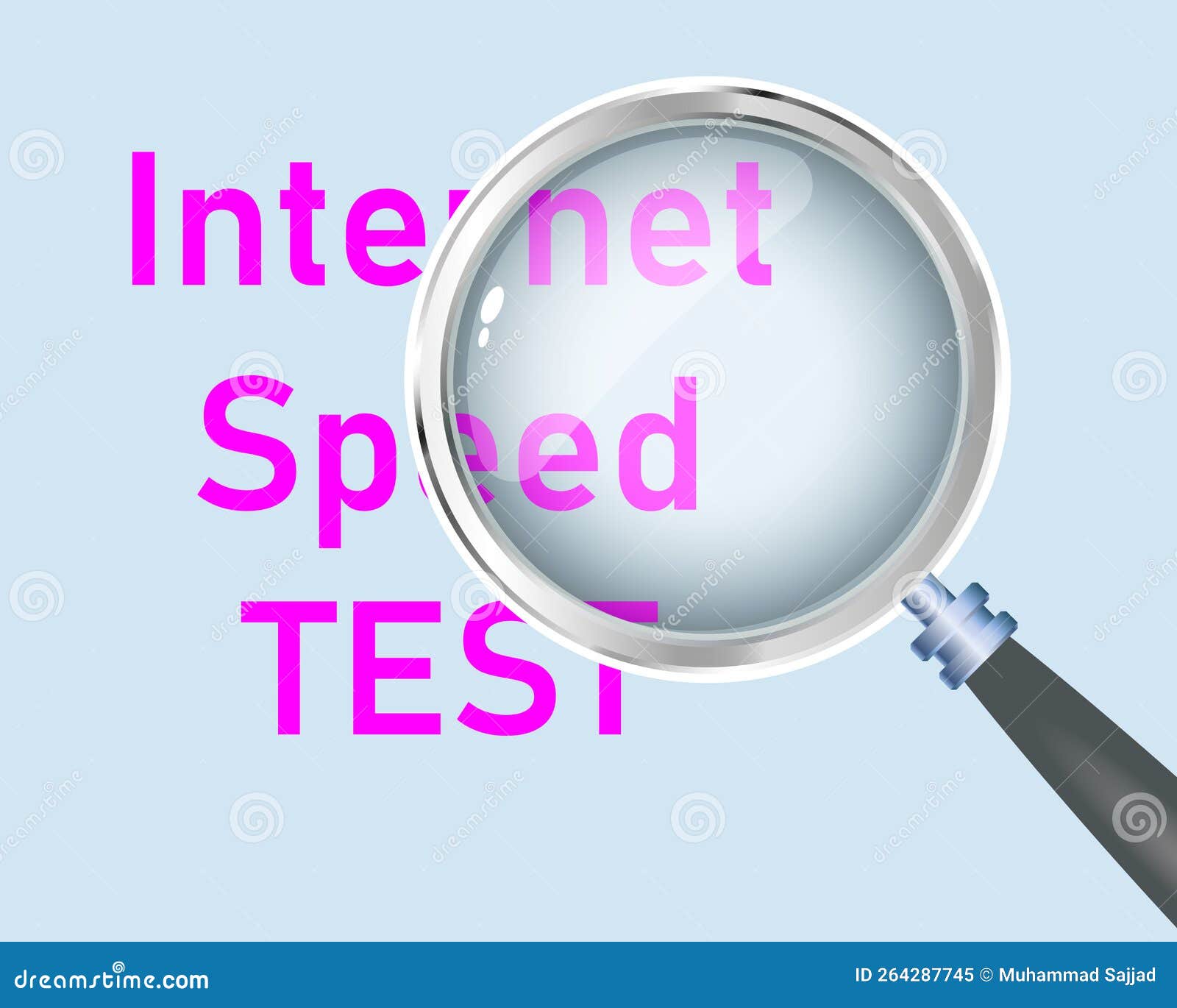 Internet Speed Test Text Focused with Magnifying Glass Vector Stock ...