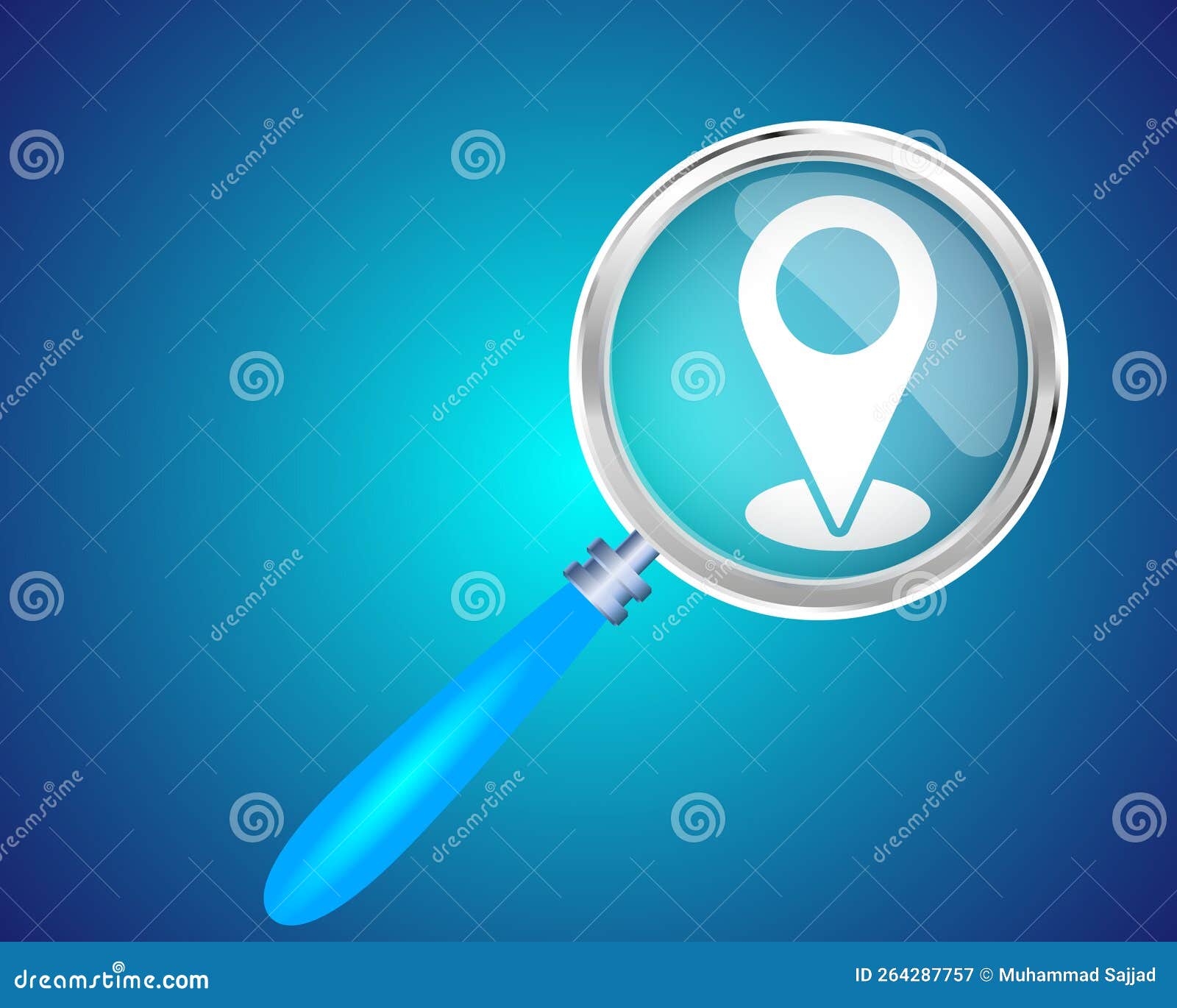 Location Icon Focused with Magnifying Glass Vector Editorial ...