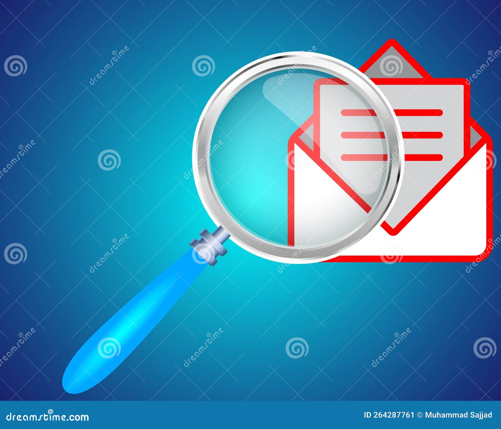 Mail Email Icon Focused with Magnifying Glass Vector Editorial Photo ...