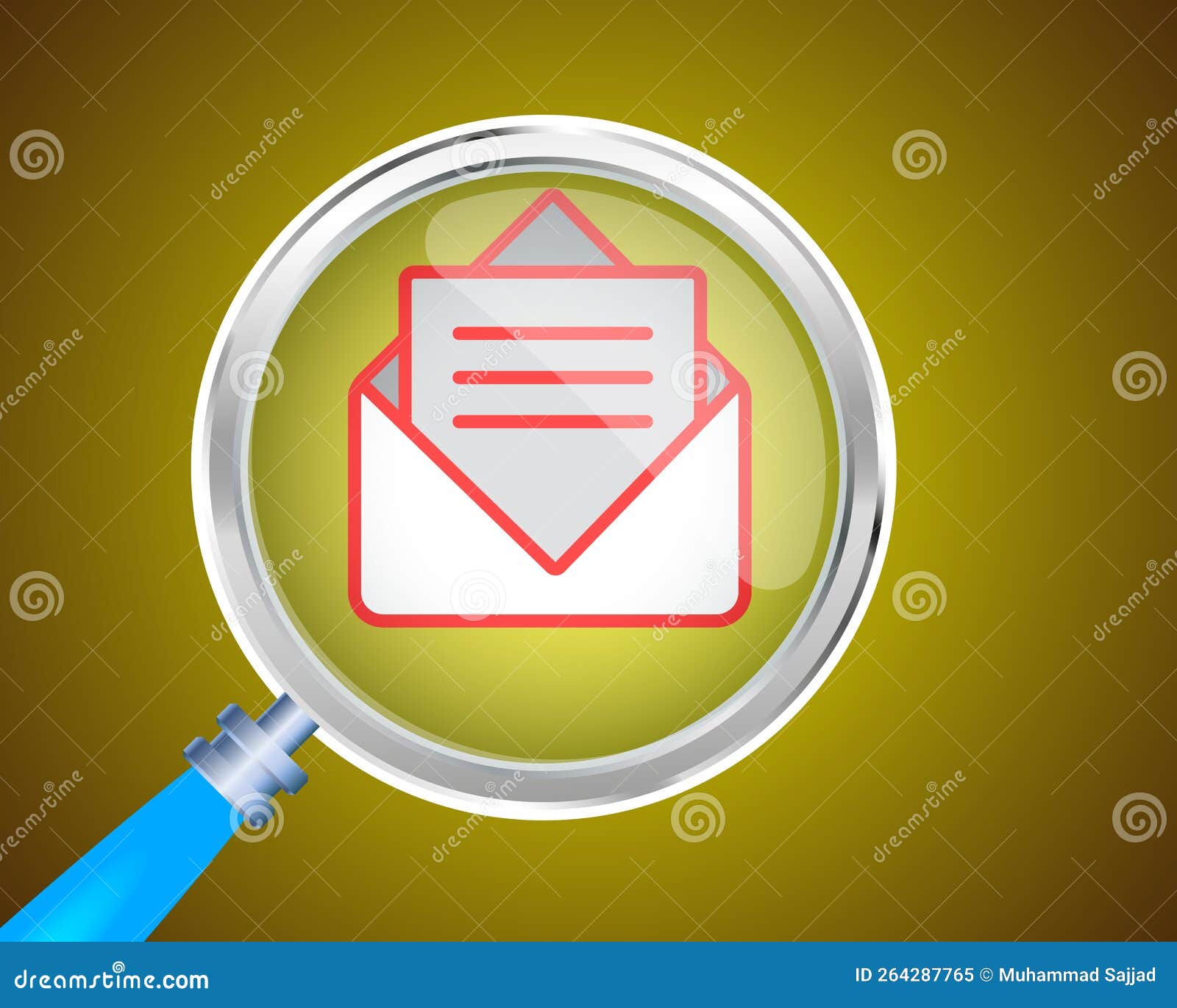 Mail Email Icon Focused with Magnifying Glass Vector Editorial Image ...