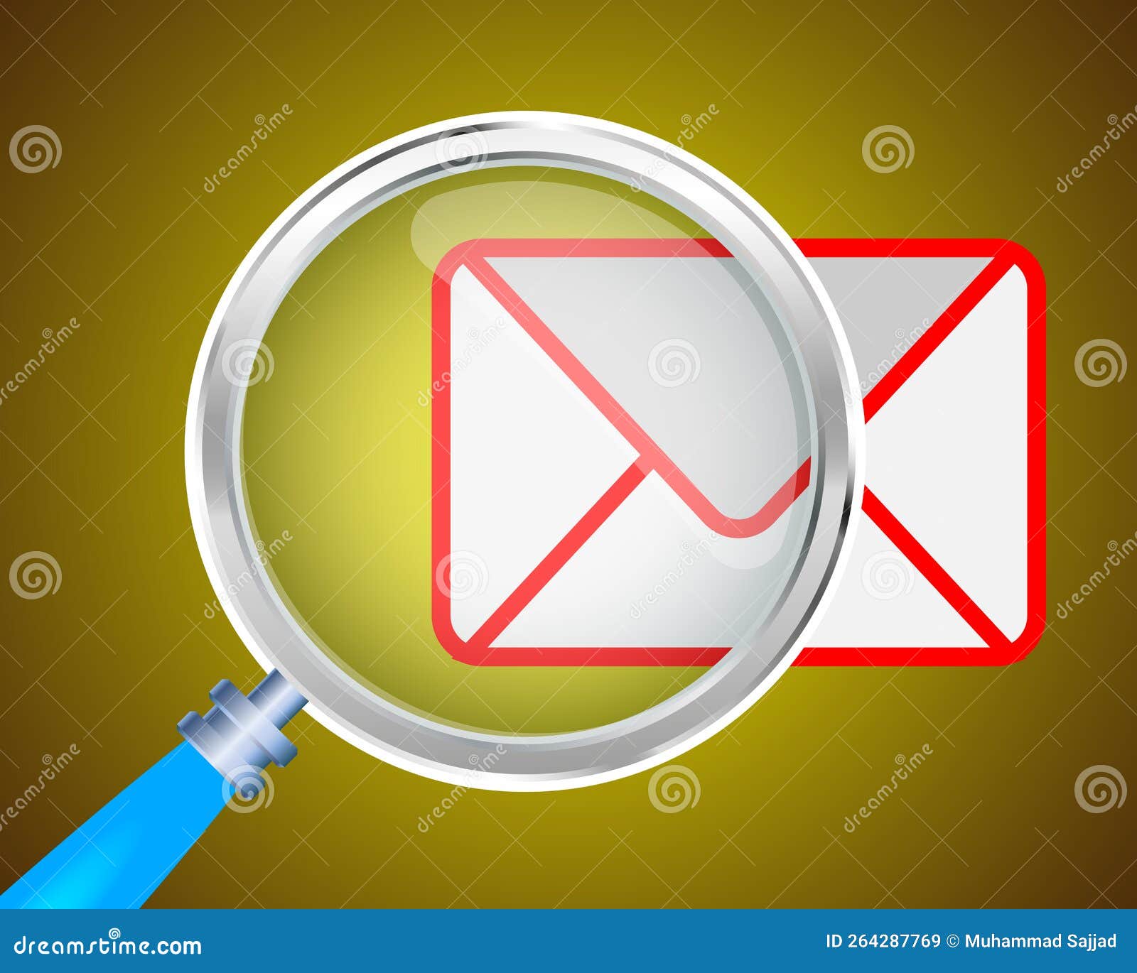 Mail Email Icon Focused with Magnifying Glass Vector Editorial Stock ...