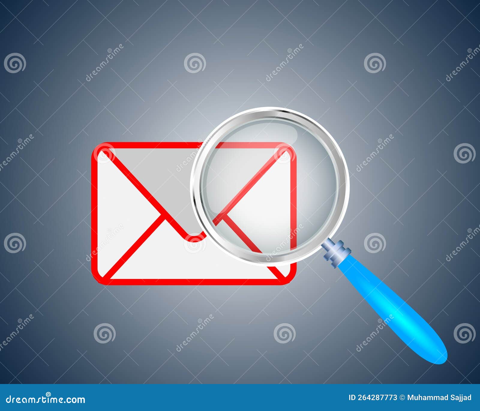 Mail Email Icon Focused with Magnifying Glass Vector Editorial Stock ...