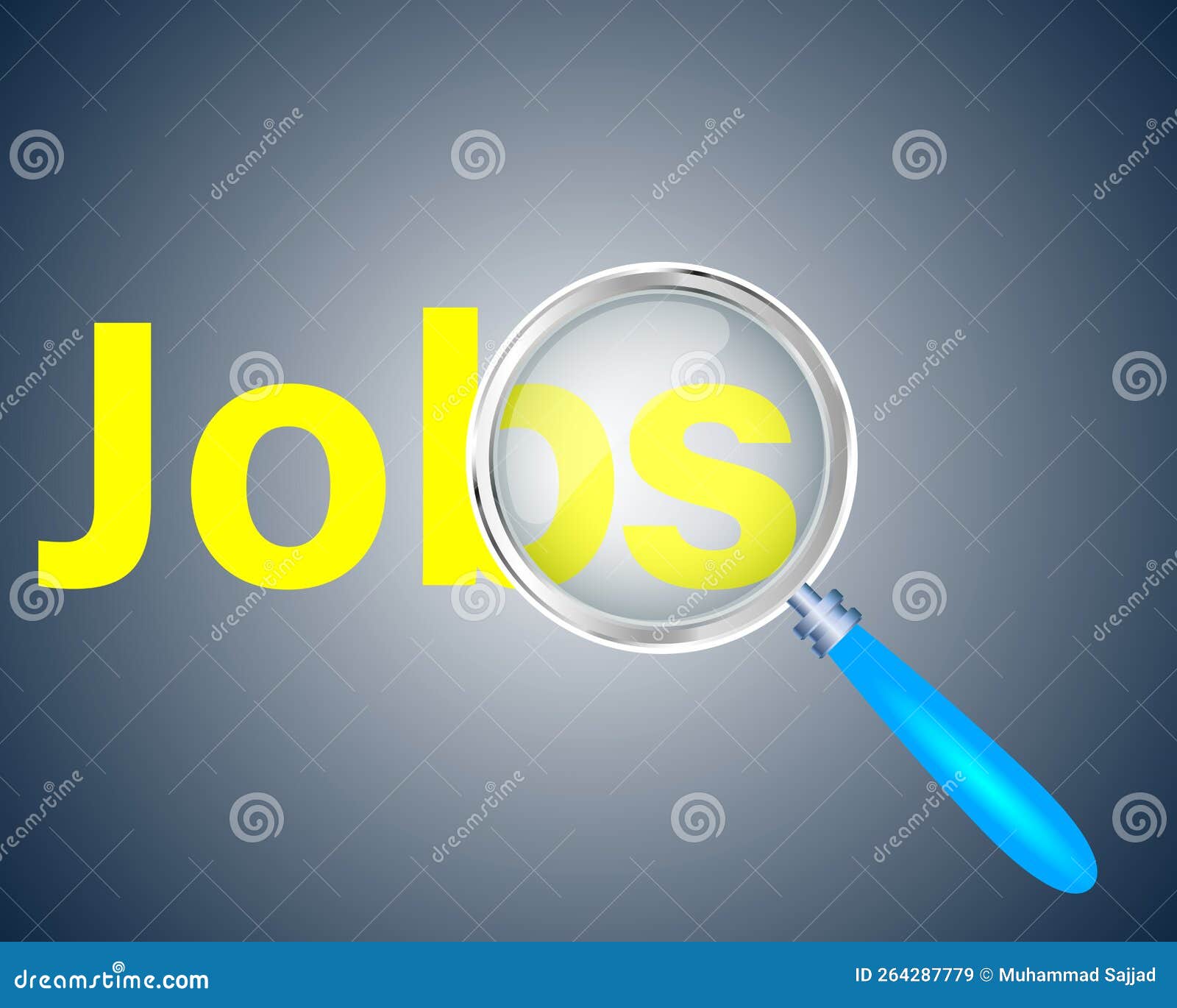 Jobs Text Focused with Magnifying Glass Vector Stock Illustration ...