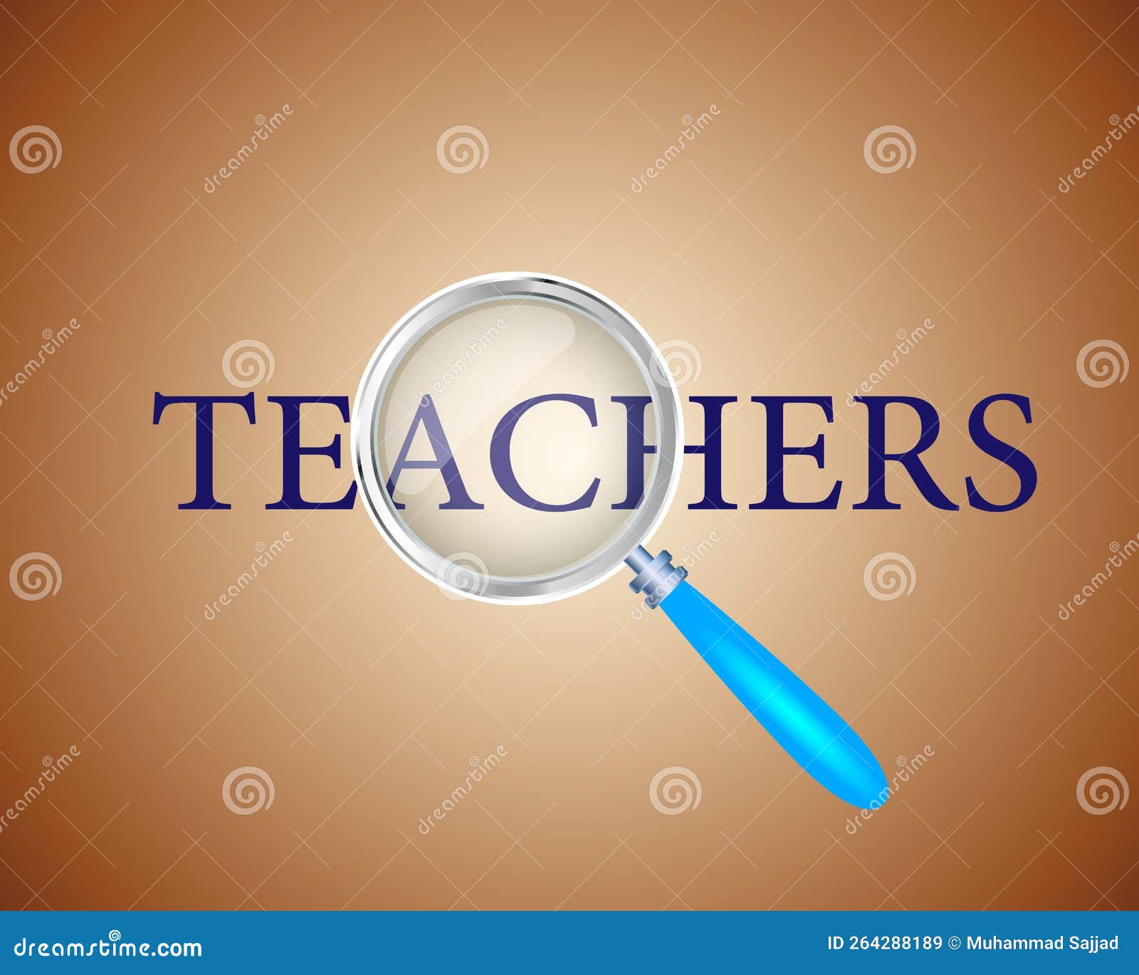 Teacher Text Focused with Magnifying Glass Vector Stock Illustration ...