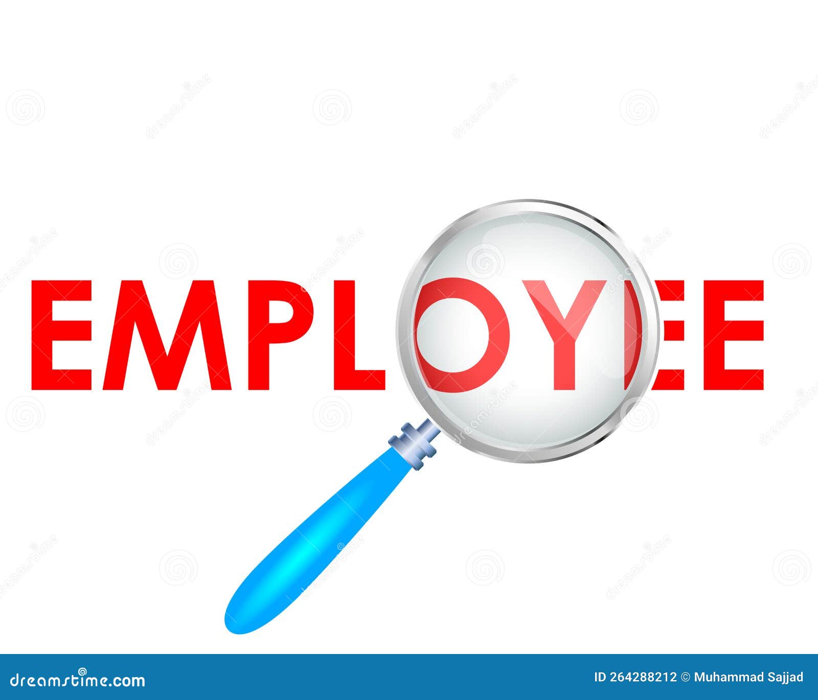 Employee Text Focused with Magnifying Glass Vector Stock Illustration ...