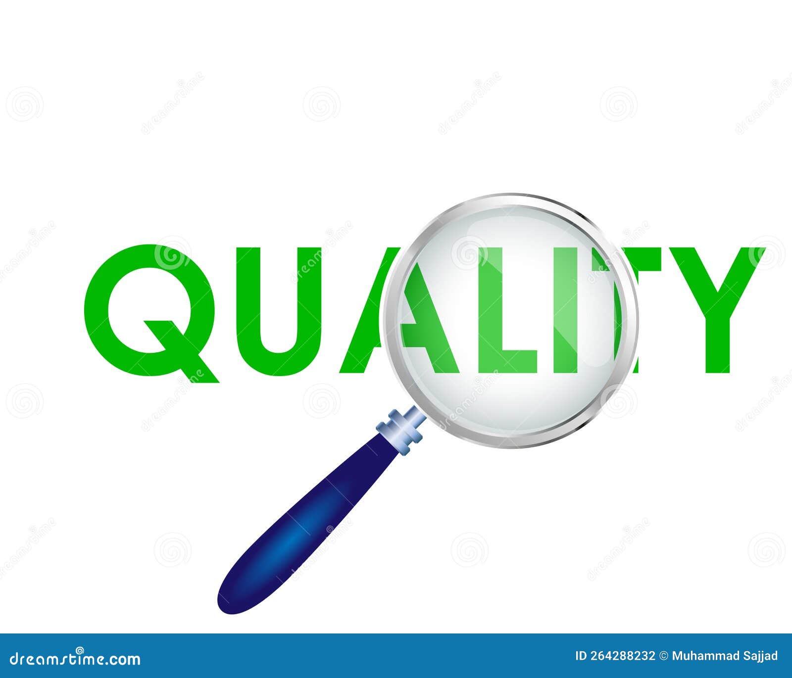 Quality Text Focused with Magnifying Glass Vector Stock Illustration ...