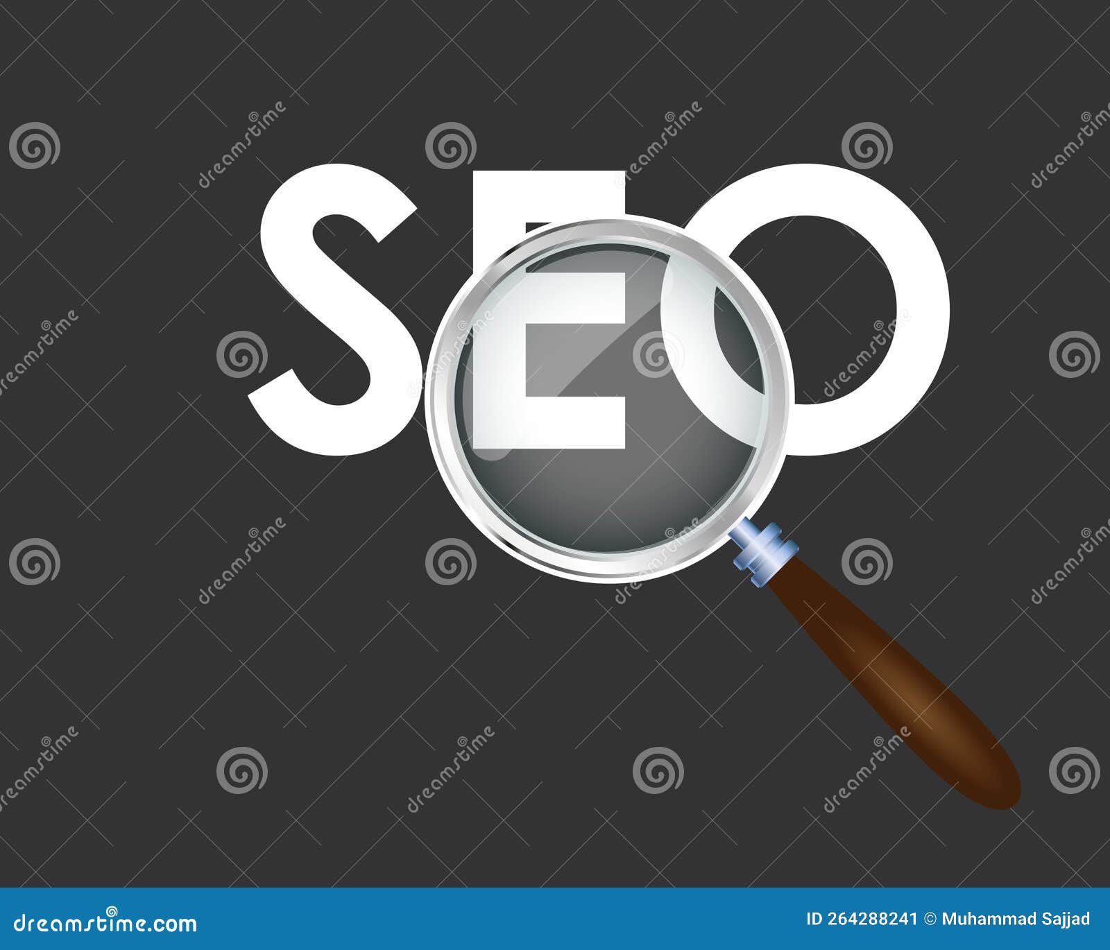 SEO Text Focused with Magnifying Glass Vector Stock Illustration ...