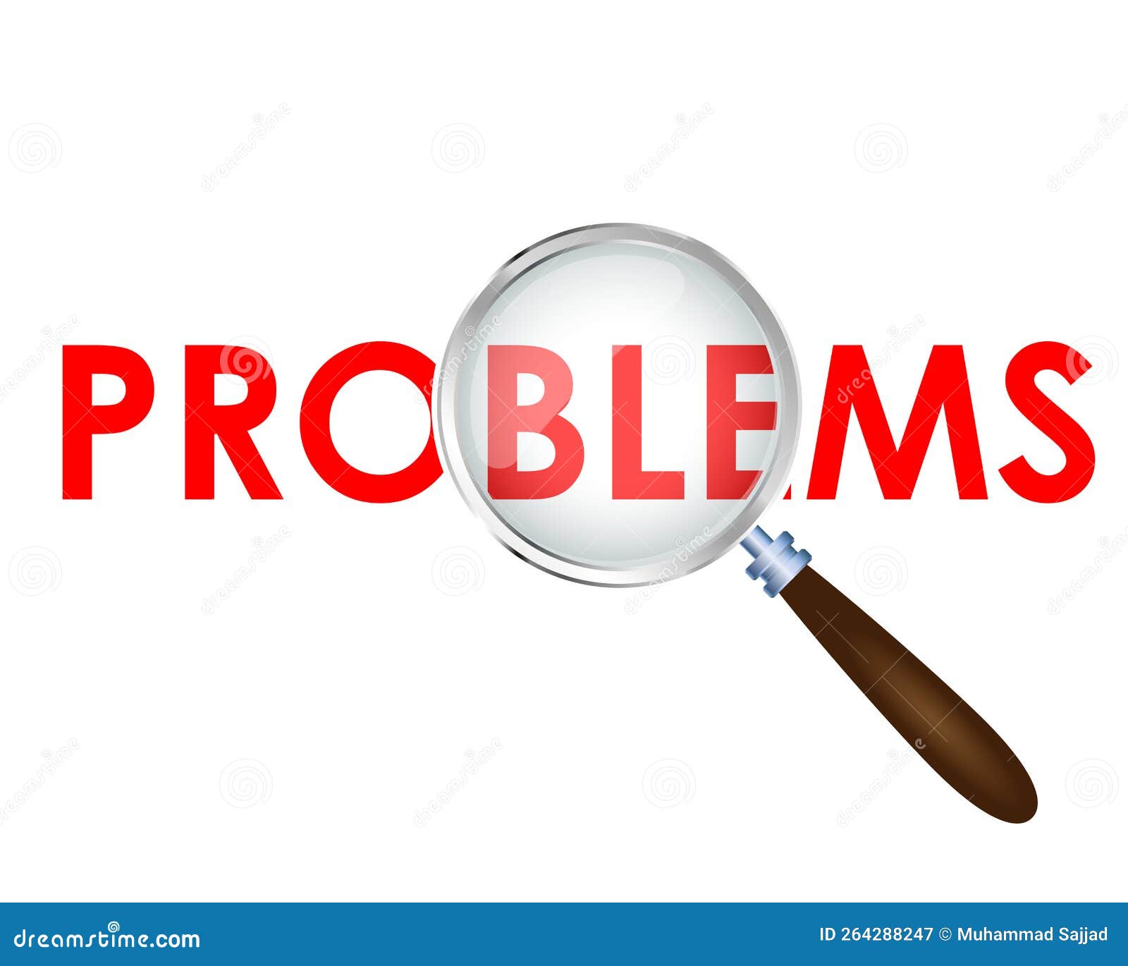 Problems Text Focused with Magnifying Glass Vector Stock Illustration ...