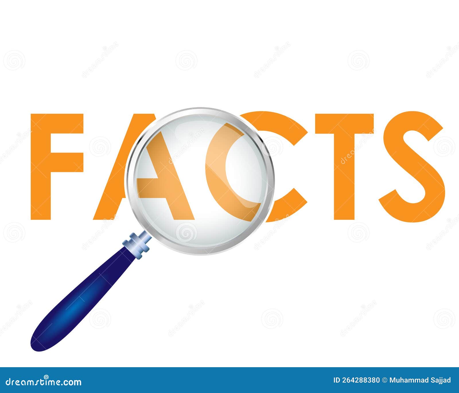 Facts Text Focused with Magnifying Glass Vector Stock Illustration ...