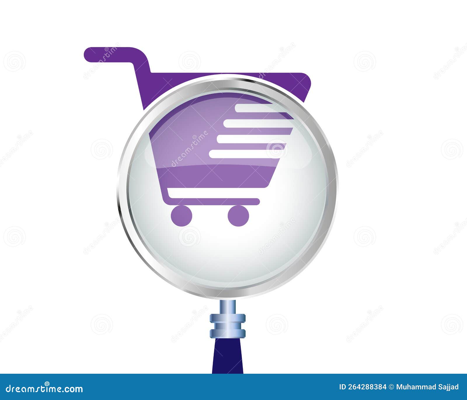 Trolley Shopping Cart Focused with Magnifying Glass Vector Editorial ...
