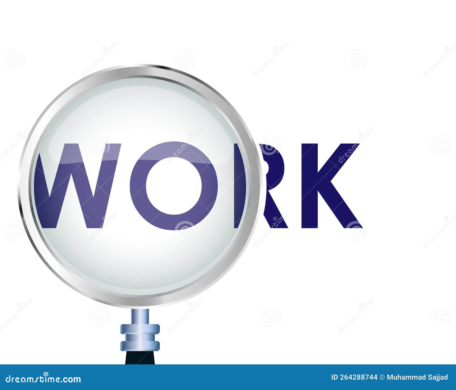 Work Text Focused with Magnifying Glass Vector Stock Illustration ...