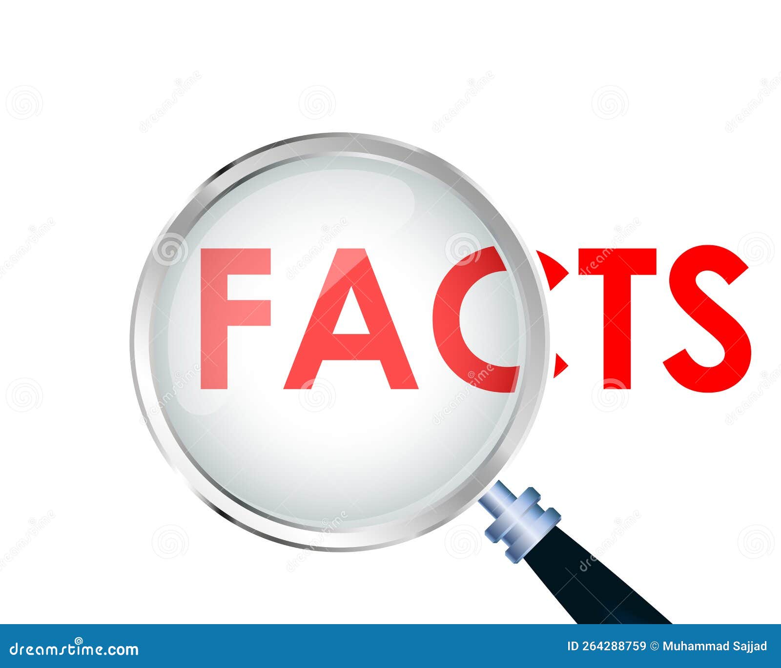 Facts Text Focused with Magnifying Glass Vector Stock Illustration ...