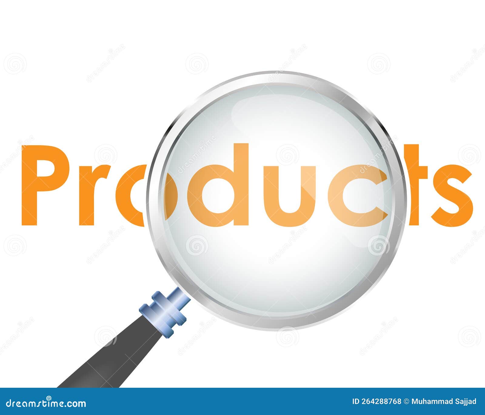 Products Text Focused with Magnifying Glass Vector Stock Illustration - Illustration of high ...
