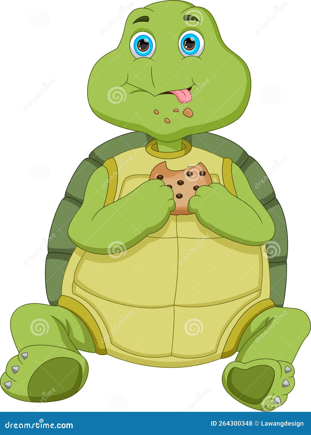 Sea Turtle Eating Seaweed Cartoon For Kids Isolated On White Bac ...