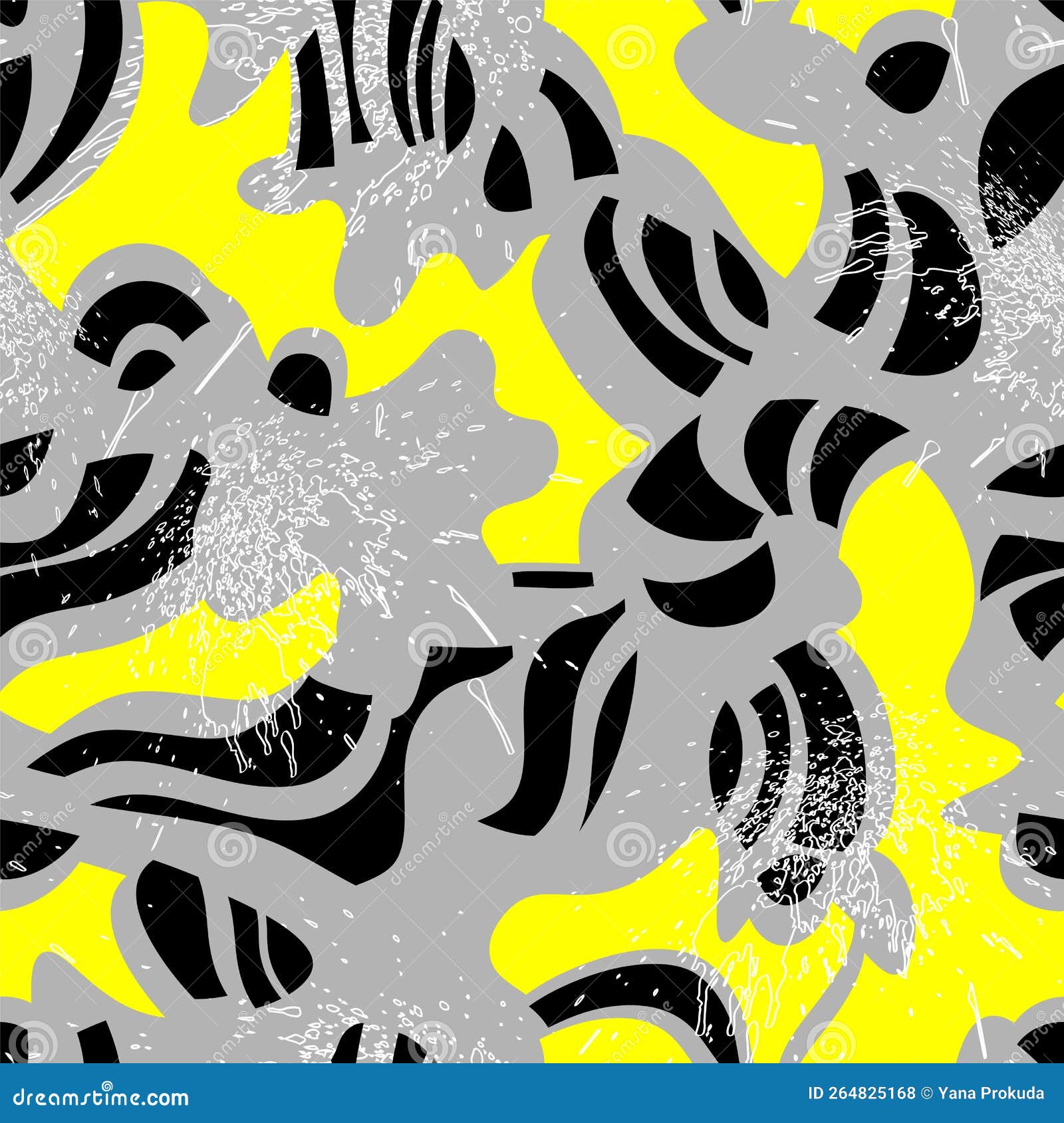 Seamless Abstract Creative Pattern with Grunge Spots and Wave Shapes ...