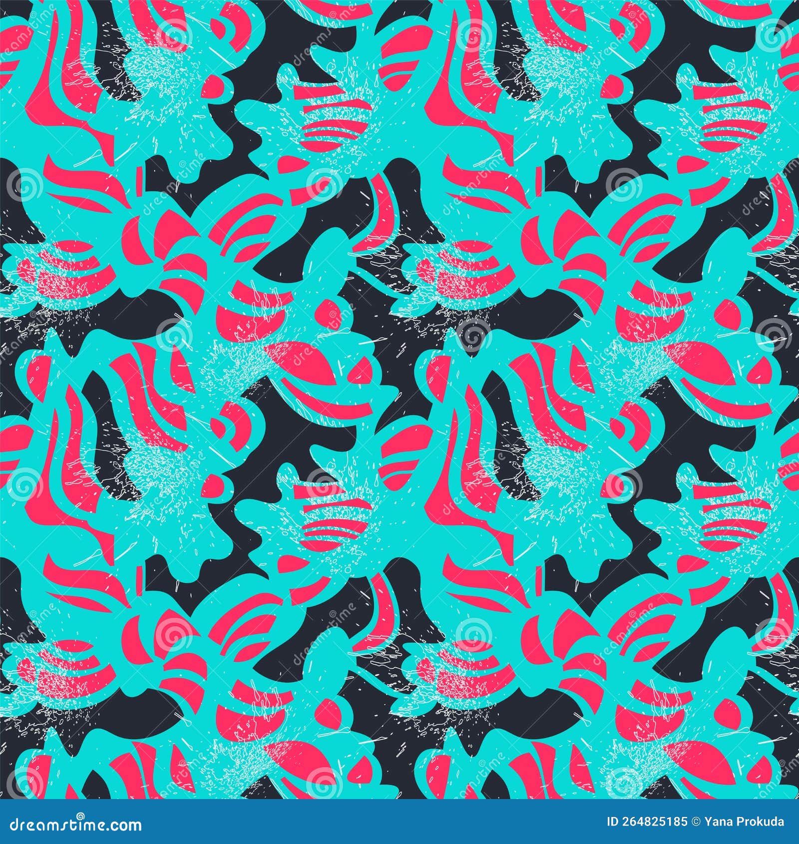 Seamless Abstract Creative Pattern with Grunge Spots and Wave Shapes ...