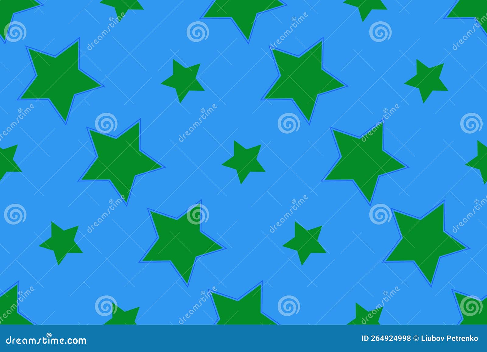 Seamless Pattern with Green Stars on Blue Background Stock Vector ...