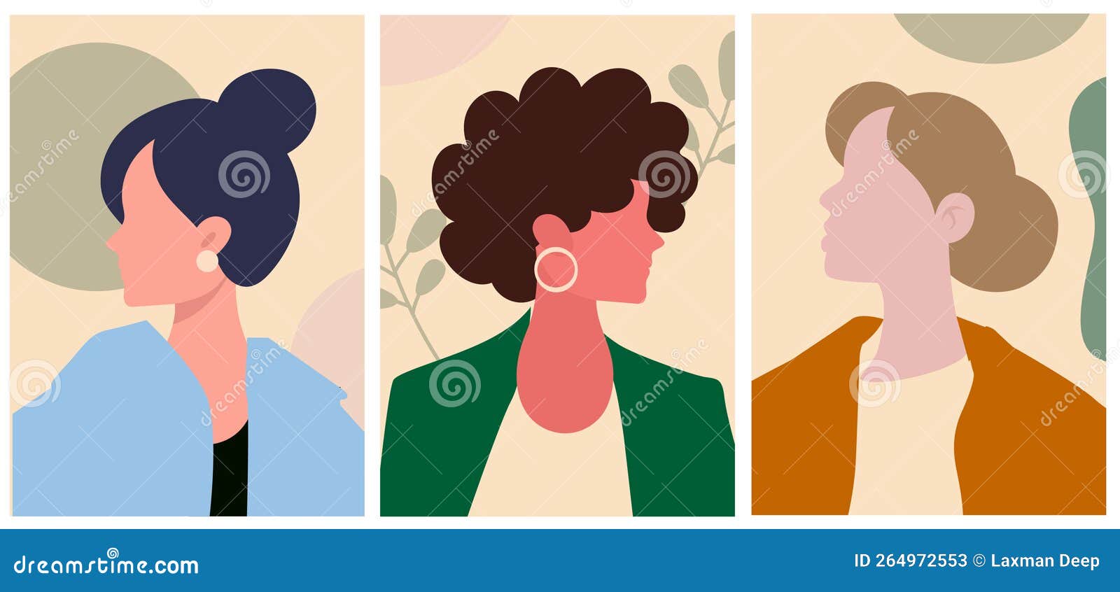 Vector Collection of Modern Prints. Minimalist Female Faces Print Set ...