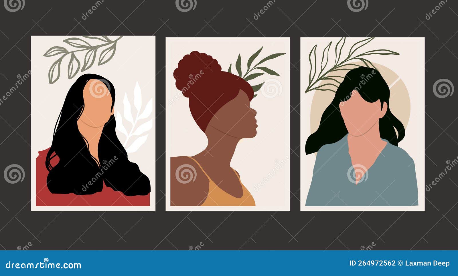 Vector Collection of Modern Prints. Minimalist Female Faces Print Set ...