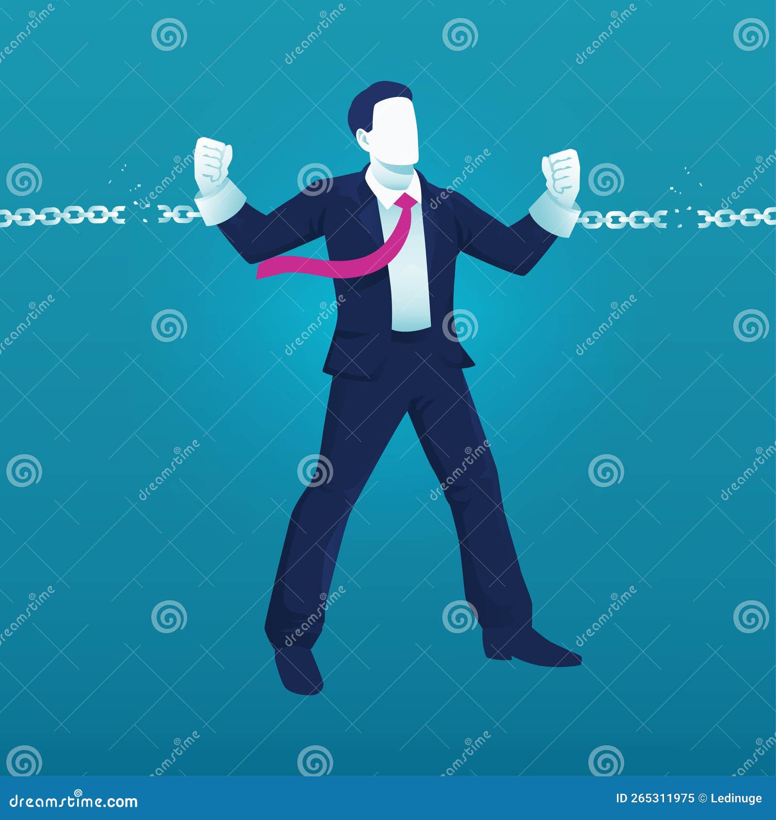 Business Man Breaking Chain for Freedom and Spirit in Business Concept ...