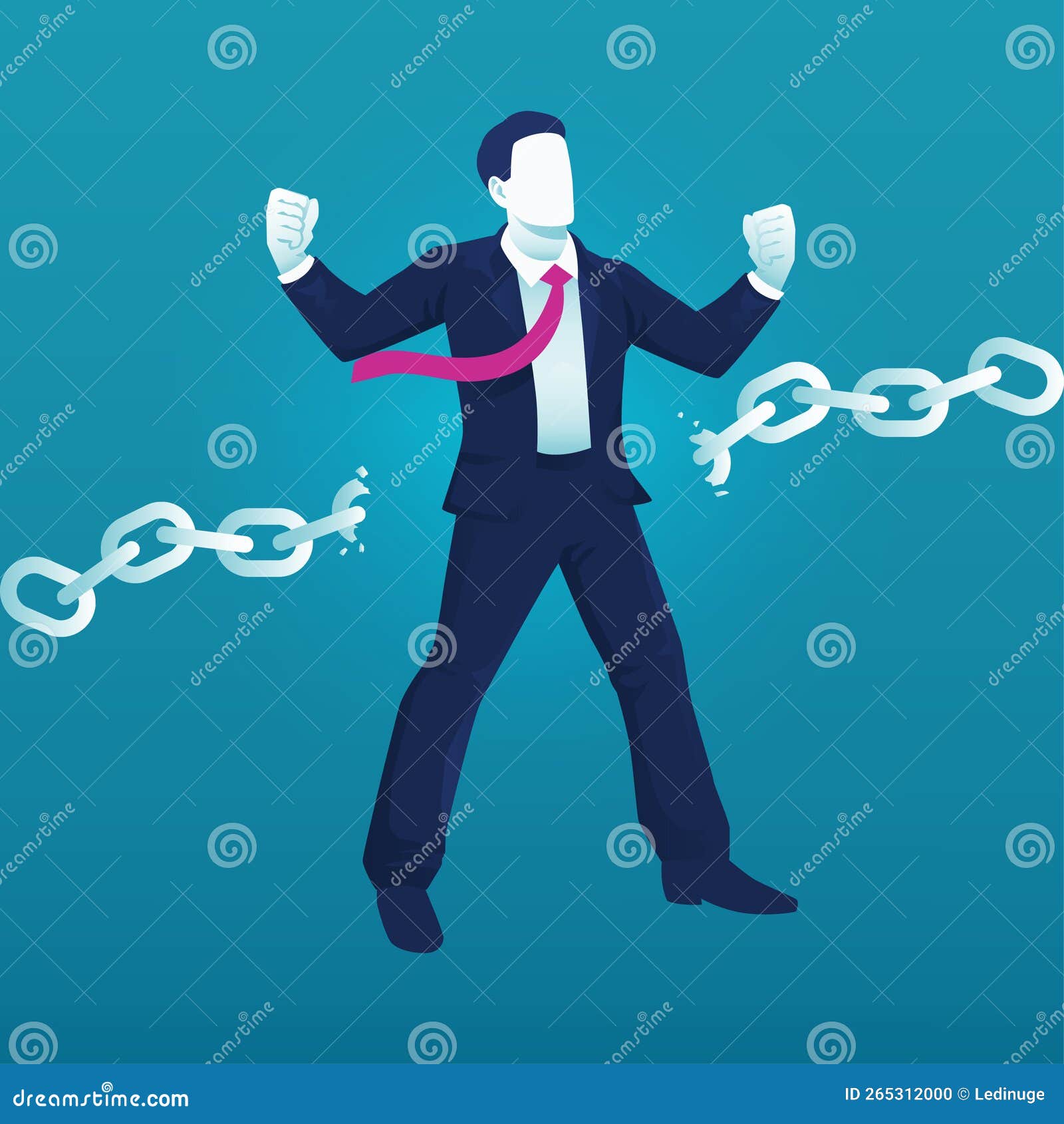 Business Man Breaking Chain for Freedom and Spirit in Business Concept ...