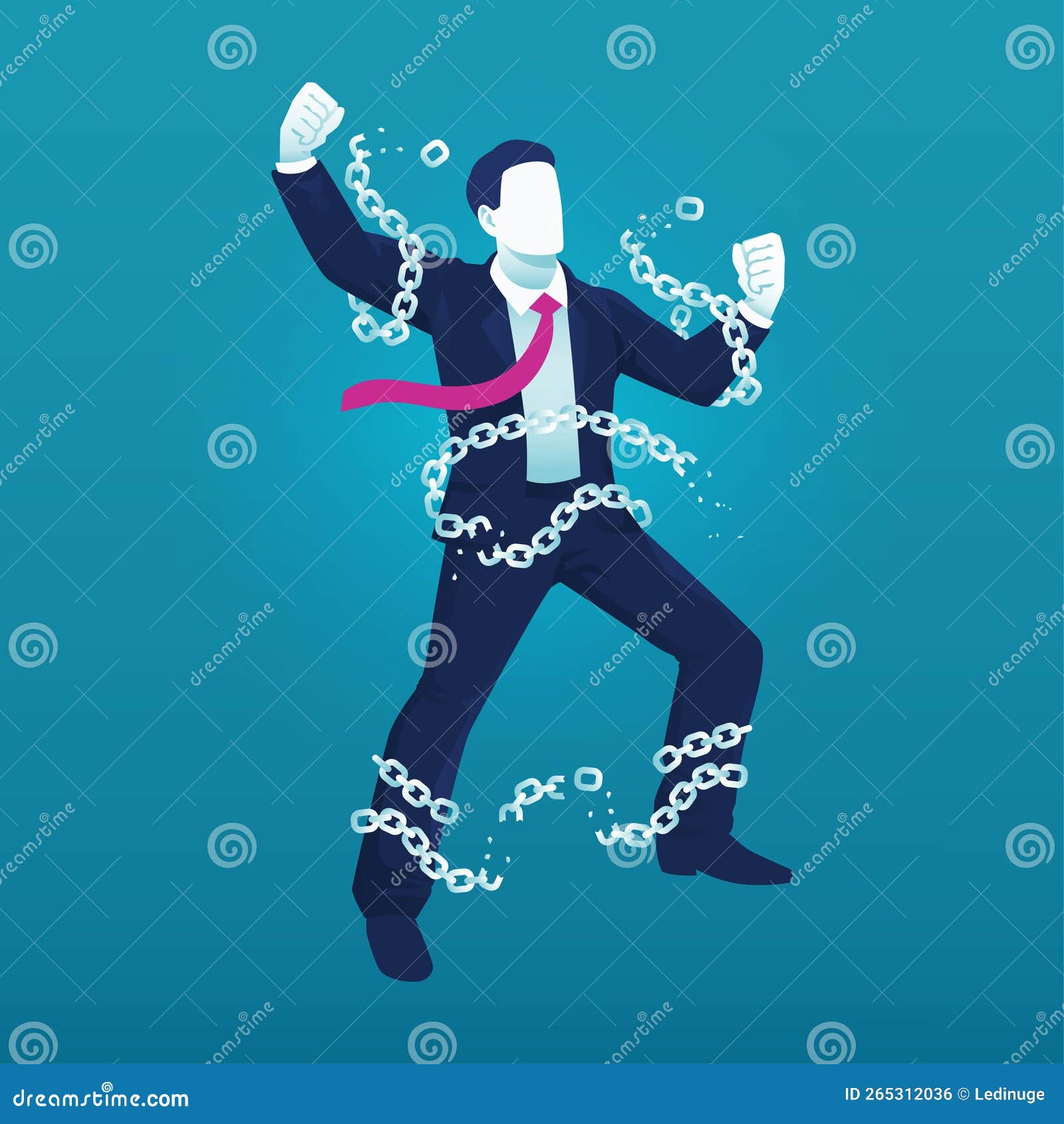 Business Man Breaking Chain for Freedom and Spirit in Business Concept ...