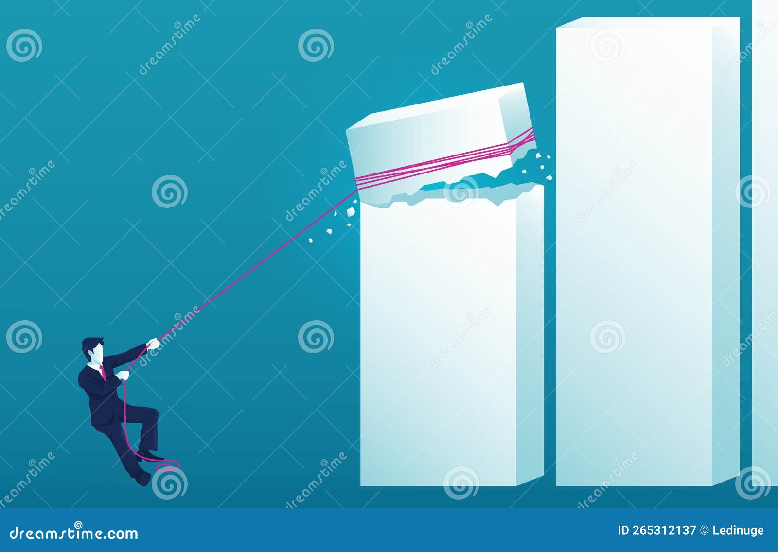 Businessman Pulling Chart Graph until Broken with Rope Stock Vector ...