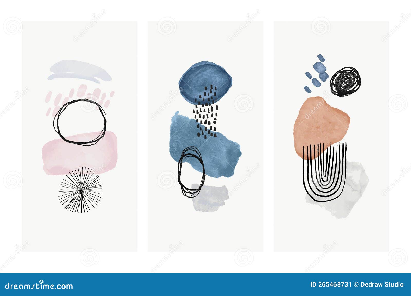 Abstract Organic Watercolor Painting Shape Set Stock Vector ...