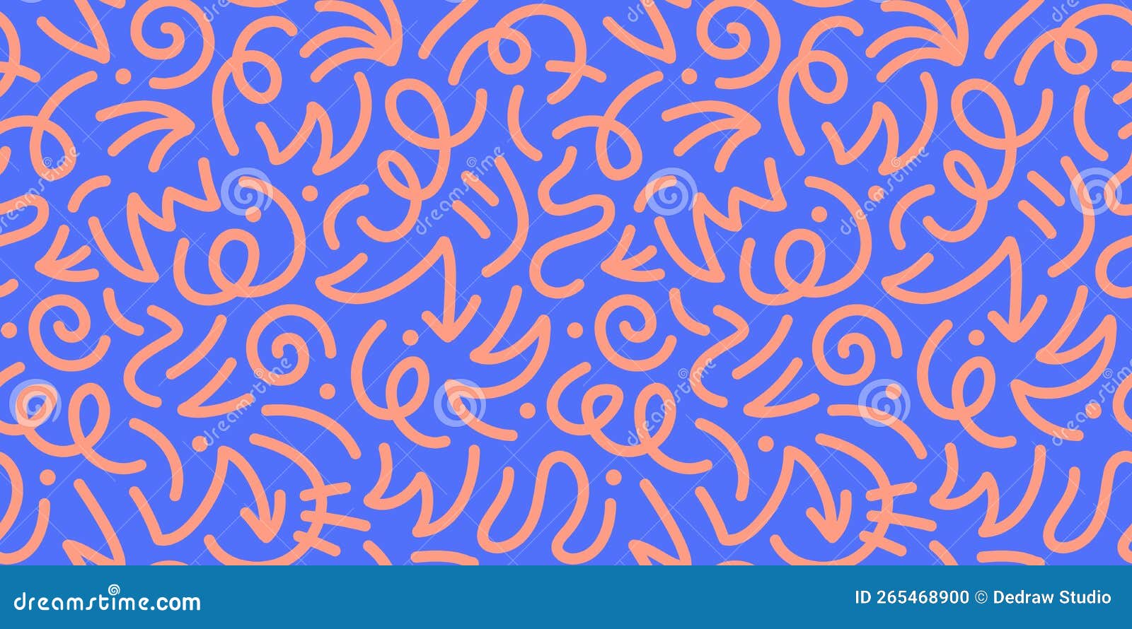 Fun Abstract Line Doodle Seamless Pattern Stock Vector - Illustration ...